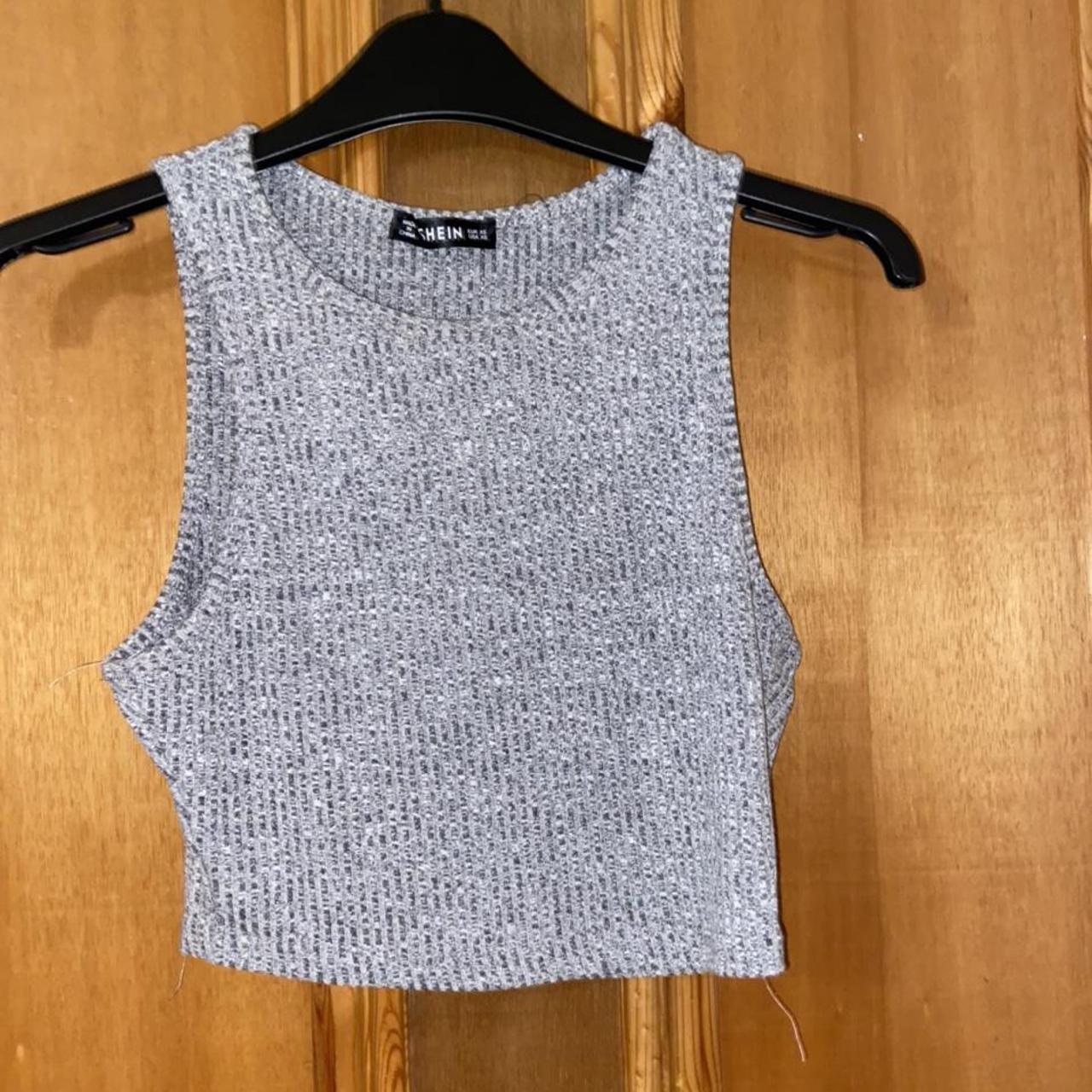 grey ribbed crop top Size XS #vintageclothing... - Depop