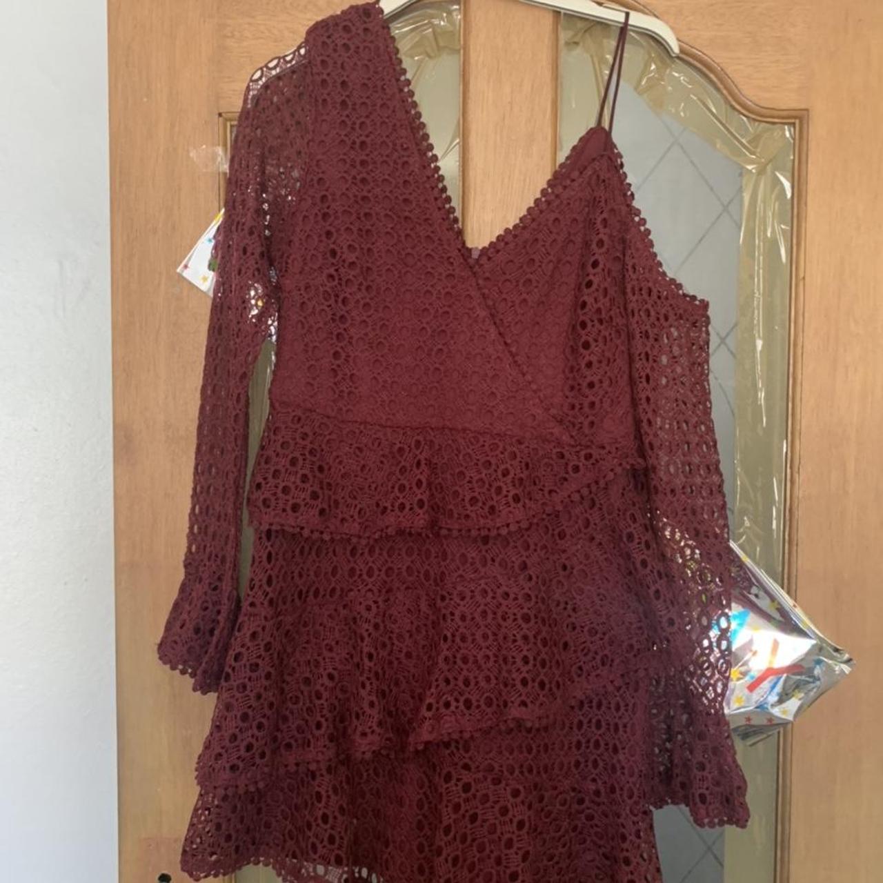 Boohoo Women's Burgundy Dress | Depop