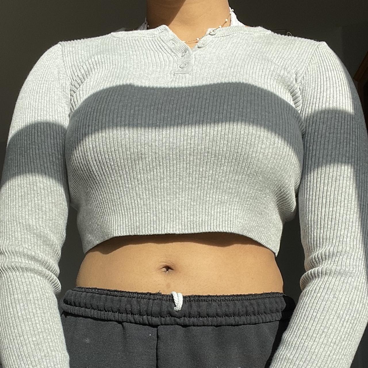 Women's Grey Crop-top | Depop