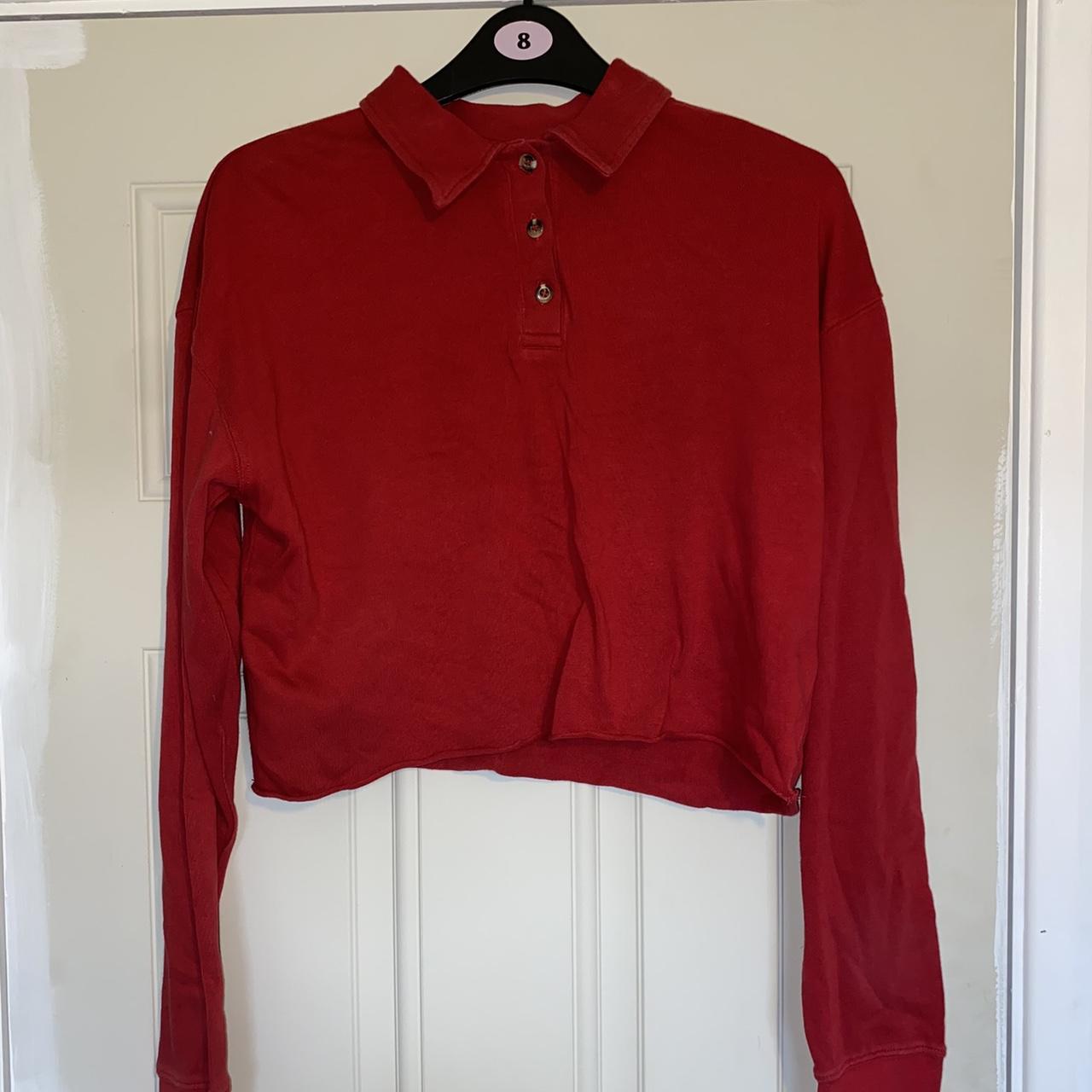 Topshop Cropped Red Polo Shirt - Excellent... - Depop