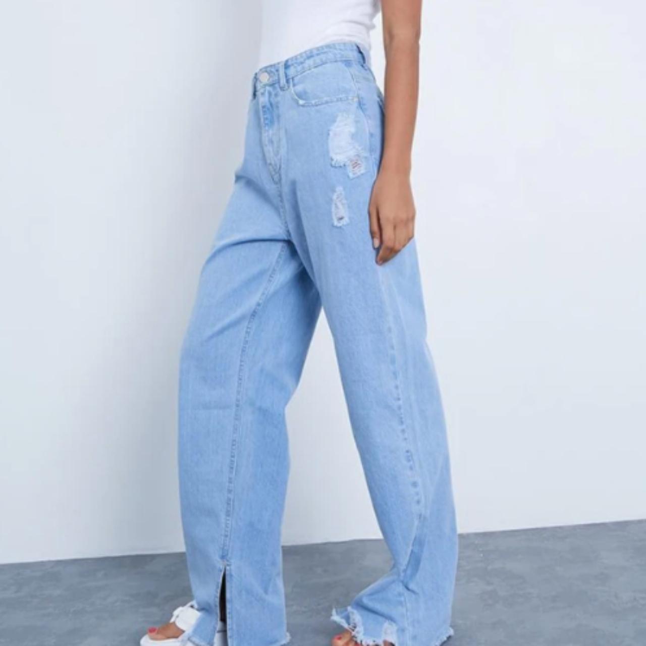 I Saw It First - Wide leg Jeans with Split leg hem ... - Depop