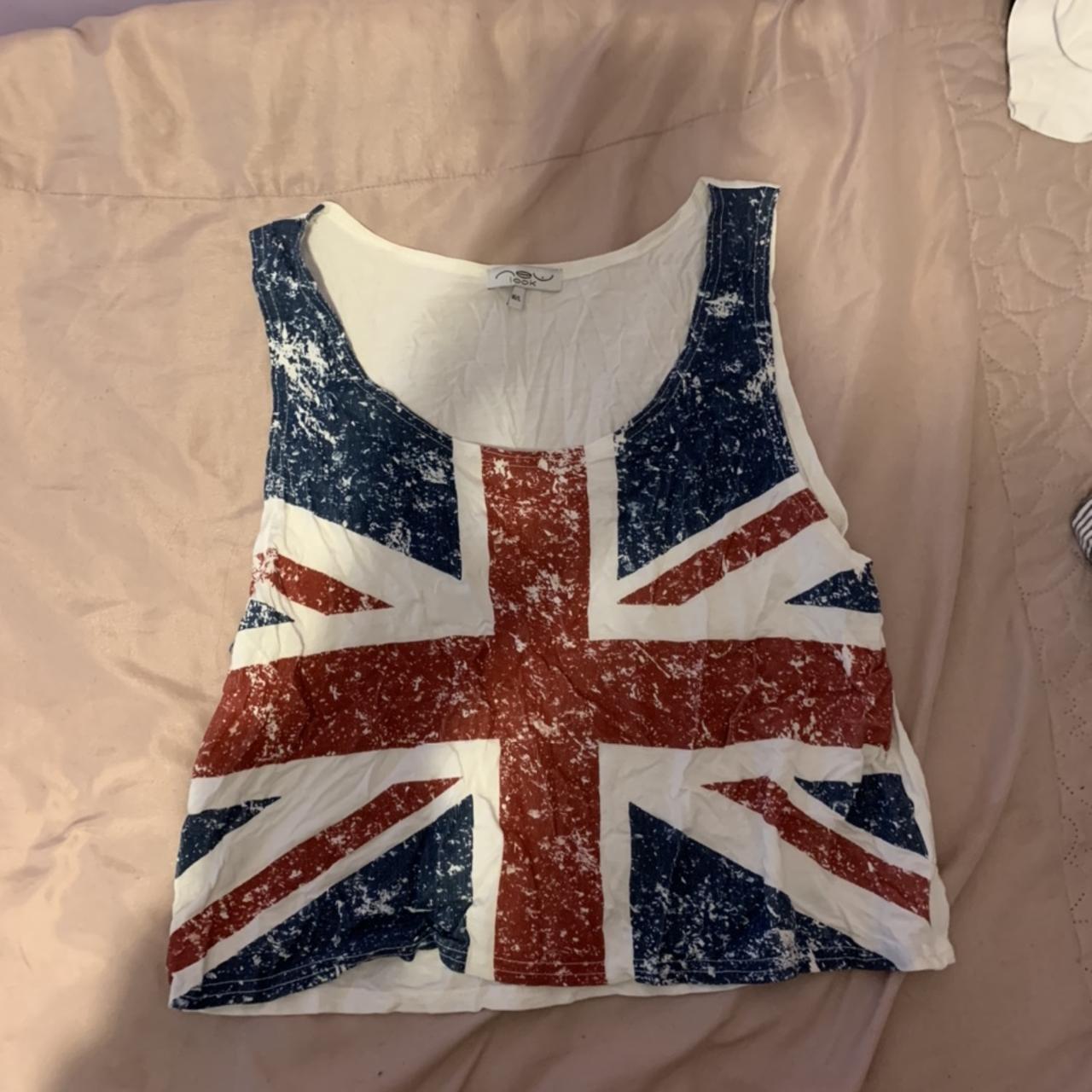 Size M/L British flag crop top - Depop