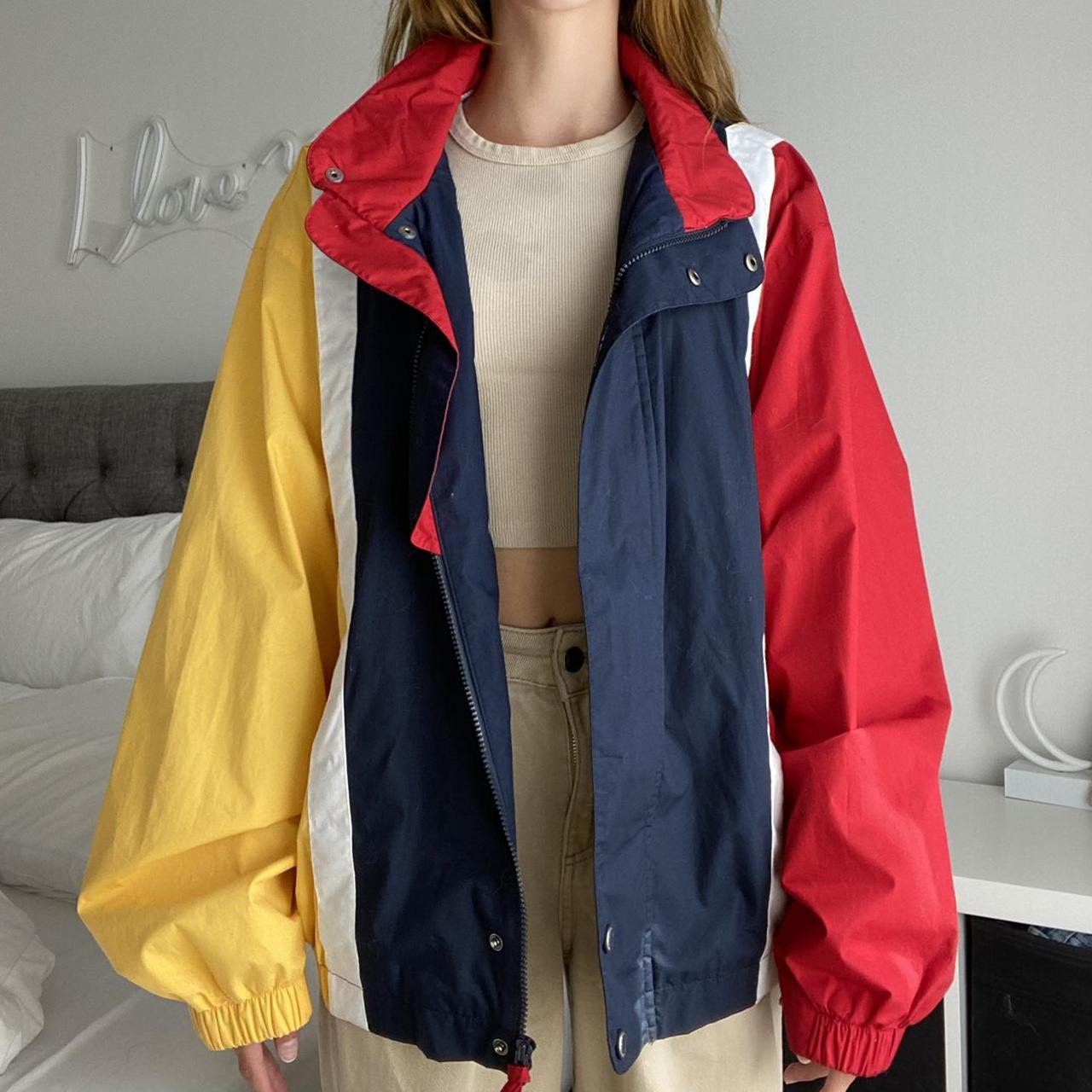 Vintage oversized colorblock retro windbreaker... - Depop