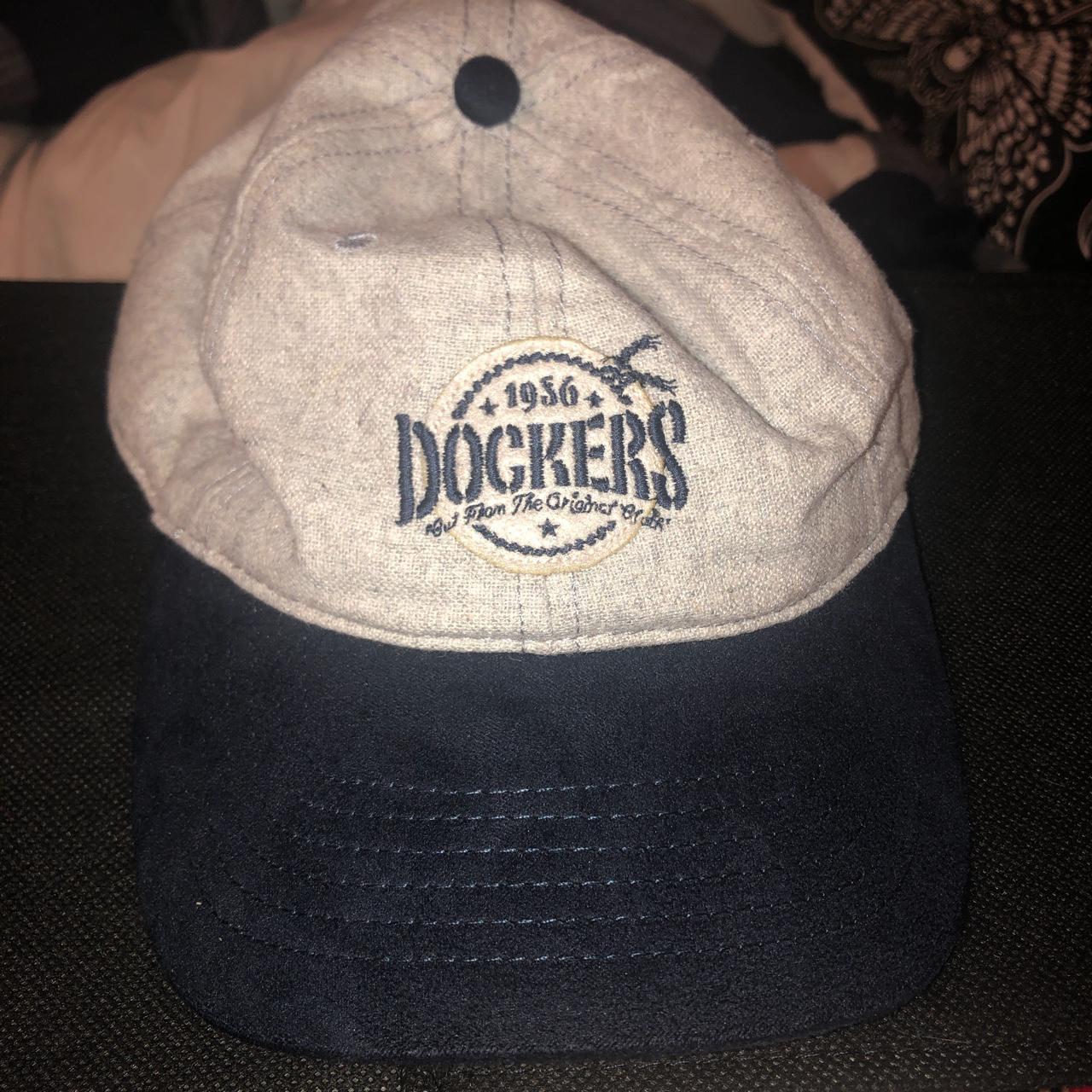 Dockers Men's Navy and Grey Hat | Depop