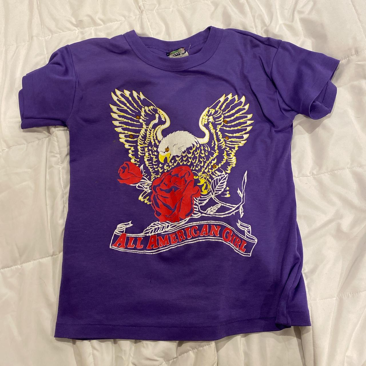 Purple All American Girl Junior Tee Size: Medium... - Depop