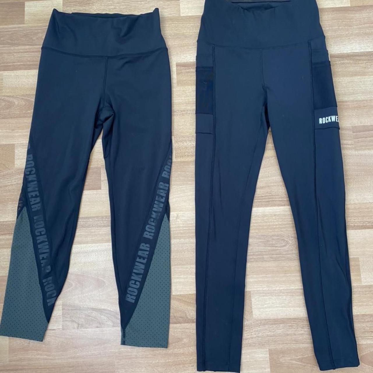 Rockwear Women's Black and Green Leggings | Depop