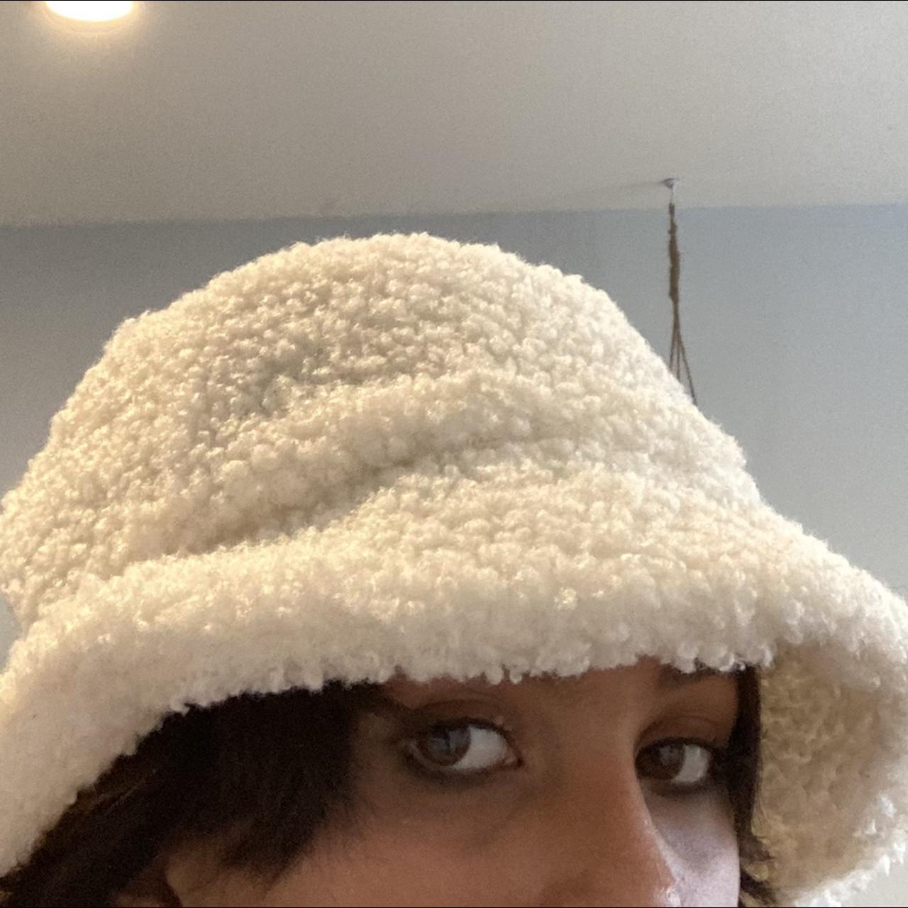 ☁️ super cute fluffy cream colored bucket hat!! ☁️... - Depop
