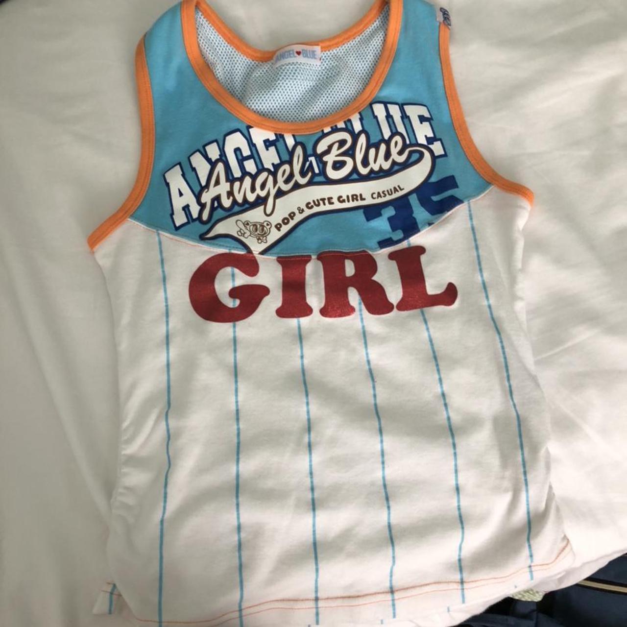 CRAZY angel blue “baseball tee” so unique and fun.... | Depop