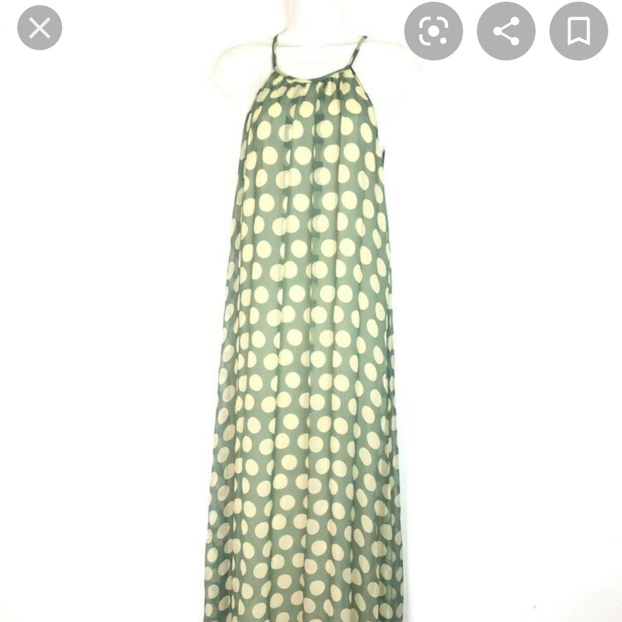 Hoss Anthropologie Green silk sleeveless polka pot... - Depop