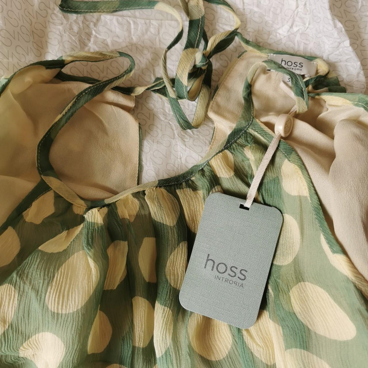 Hoss Anthropologie Green silk sleeveless polka pot... - Depop