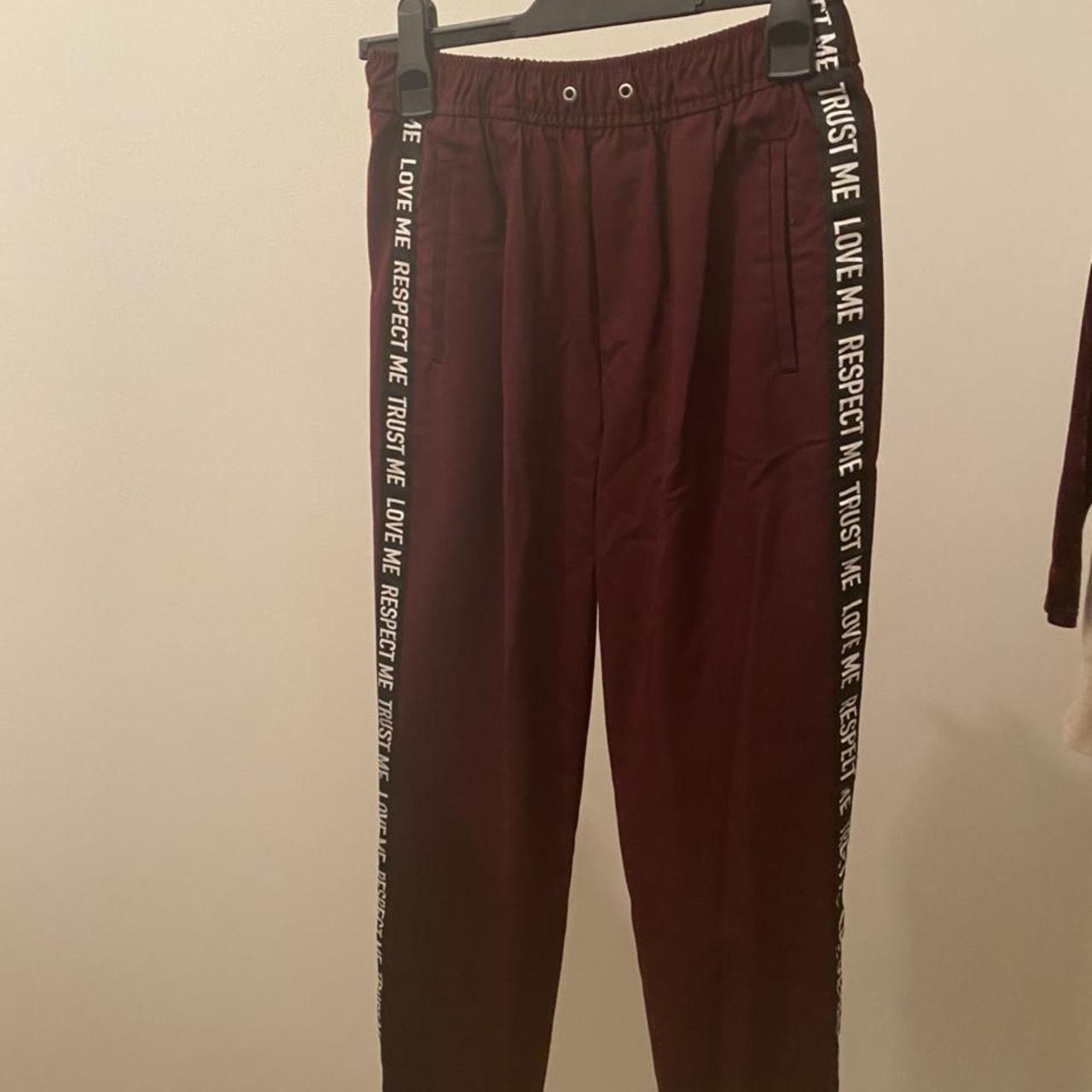 Monki Women's Burgundy Joggers-tracksuits | Depop