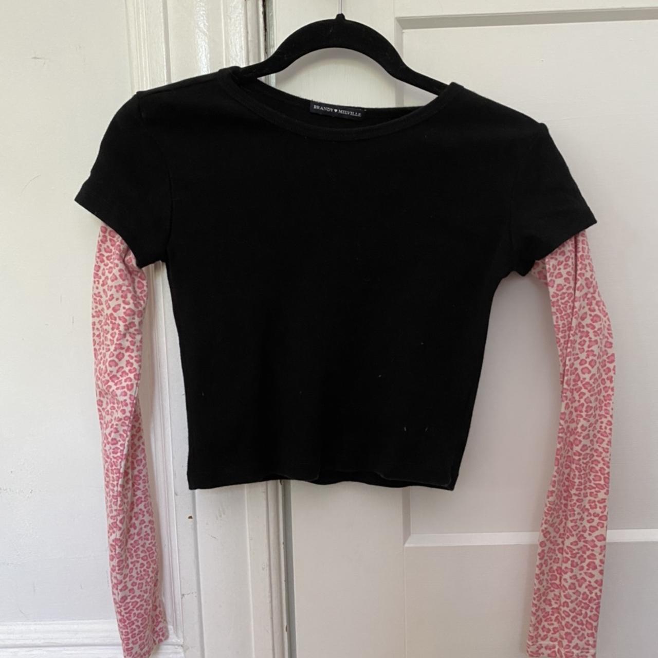 Brandy Melville pink cheetah layer top! Only worn... - Depop