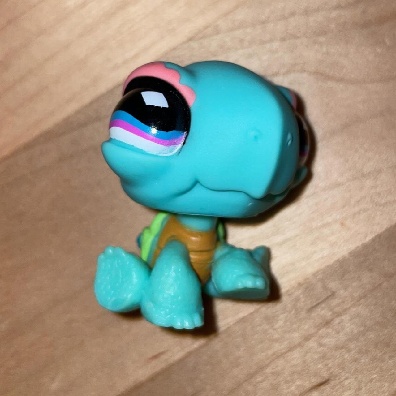 littlest pet shop # 522 teal aqua blue turtle with... - Depop