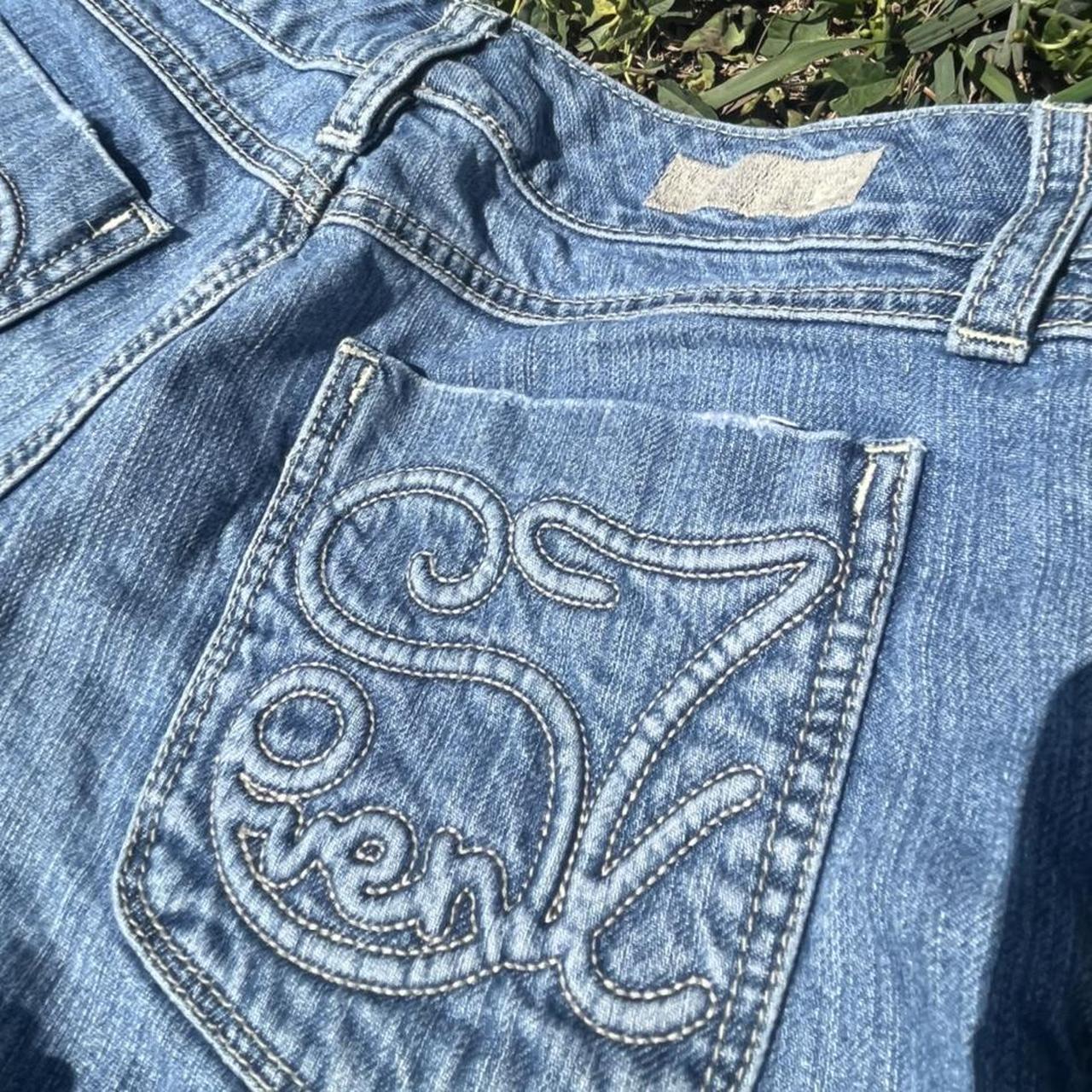 Seven 70s jean shorts! Blue detailed shorts💙 size... - Depop