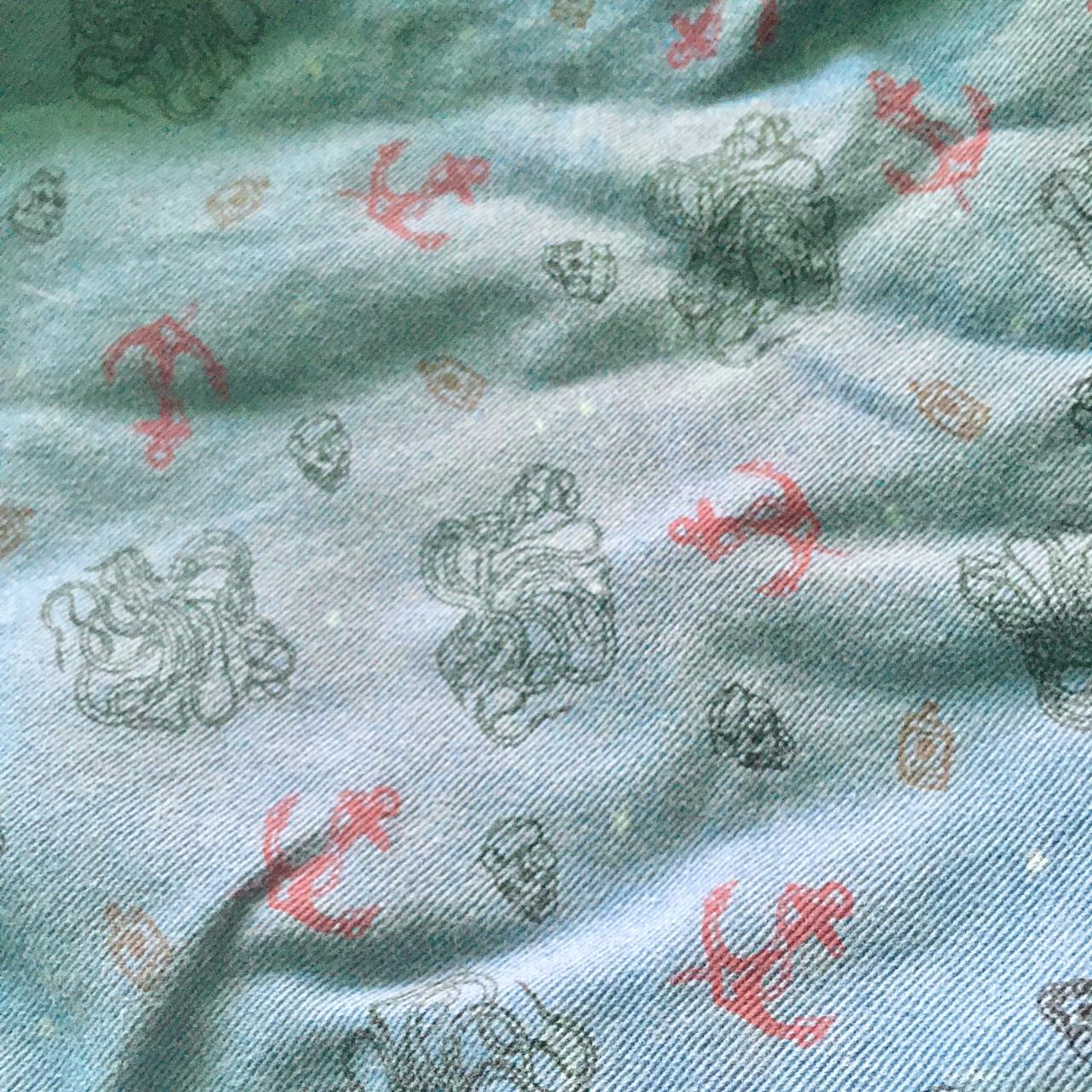 XXX RUDE blue shorts with Kraken and anchor pattern... - Depop