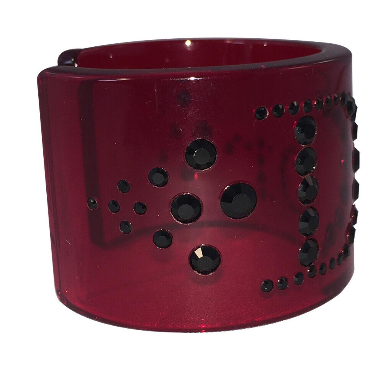 Amazing Dior Red Translucent Cuff with Black... - Depop