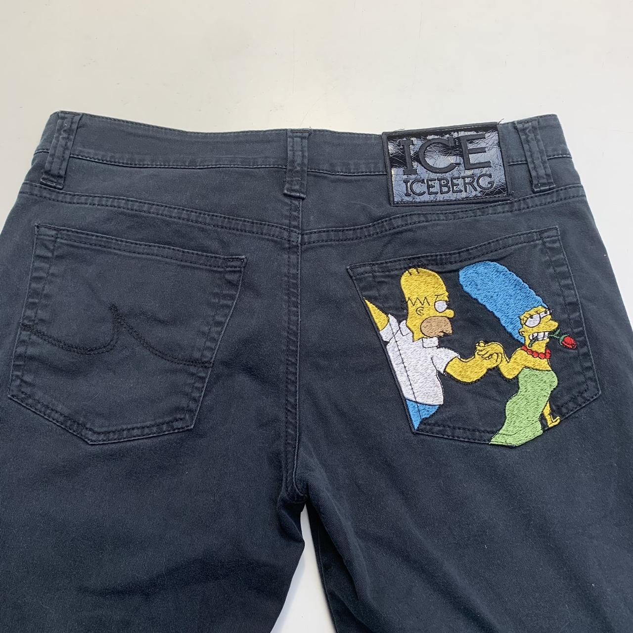 Iceberg low waisted jeans with Simpsons embroidery... - Depop