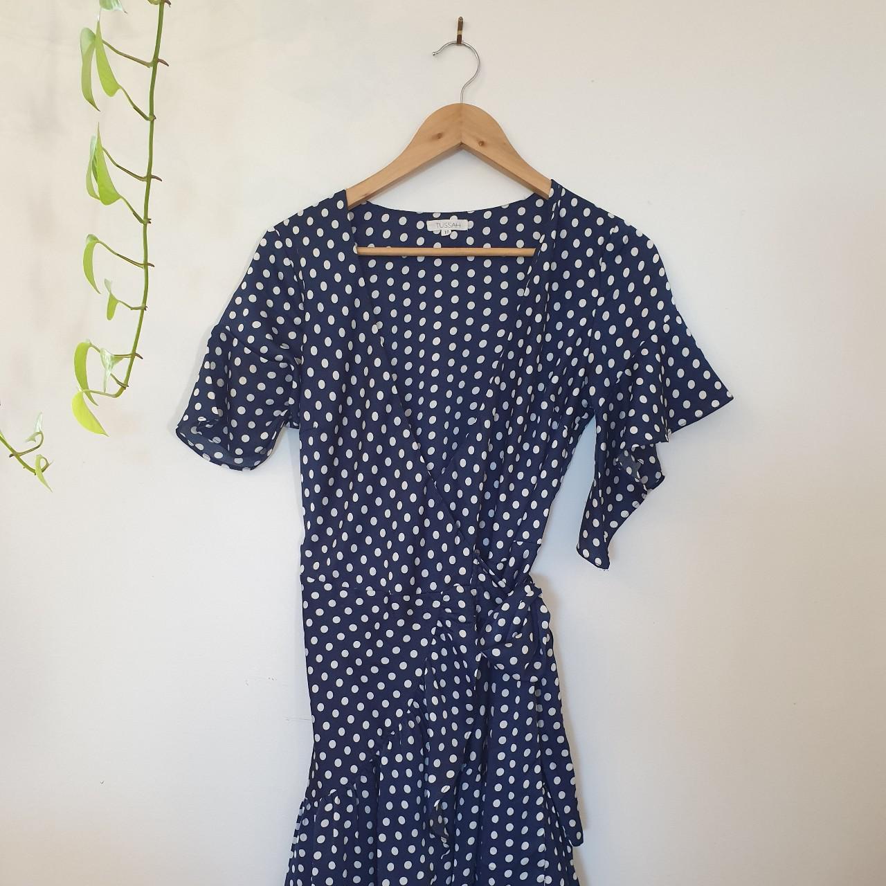Tussah Blue Polka Dot Wrap Dress With Ruffles Cute Depop