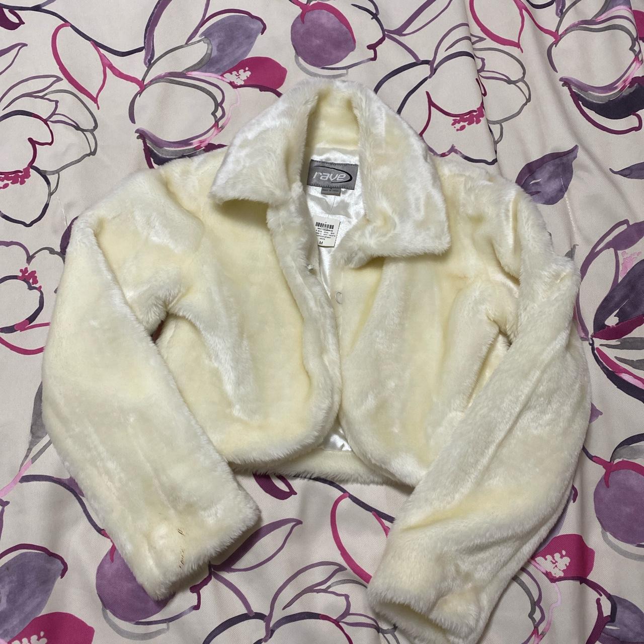 Rave fur crop jacket Still with tag Size:... - Depop