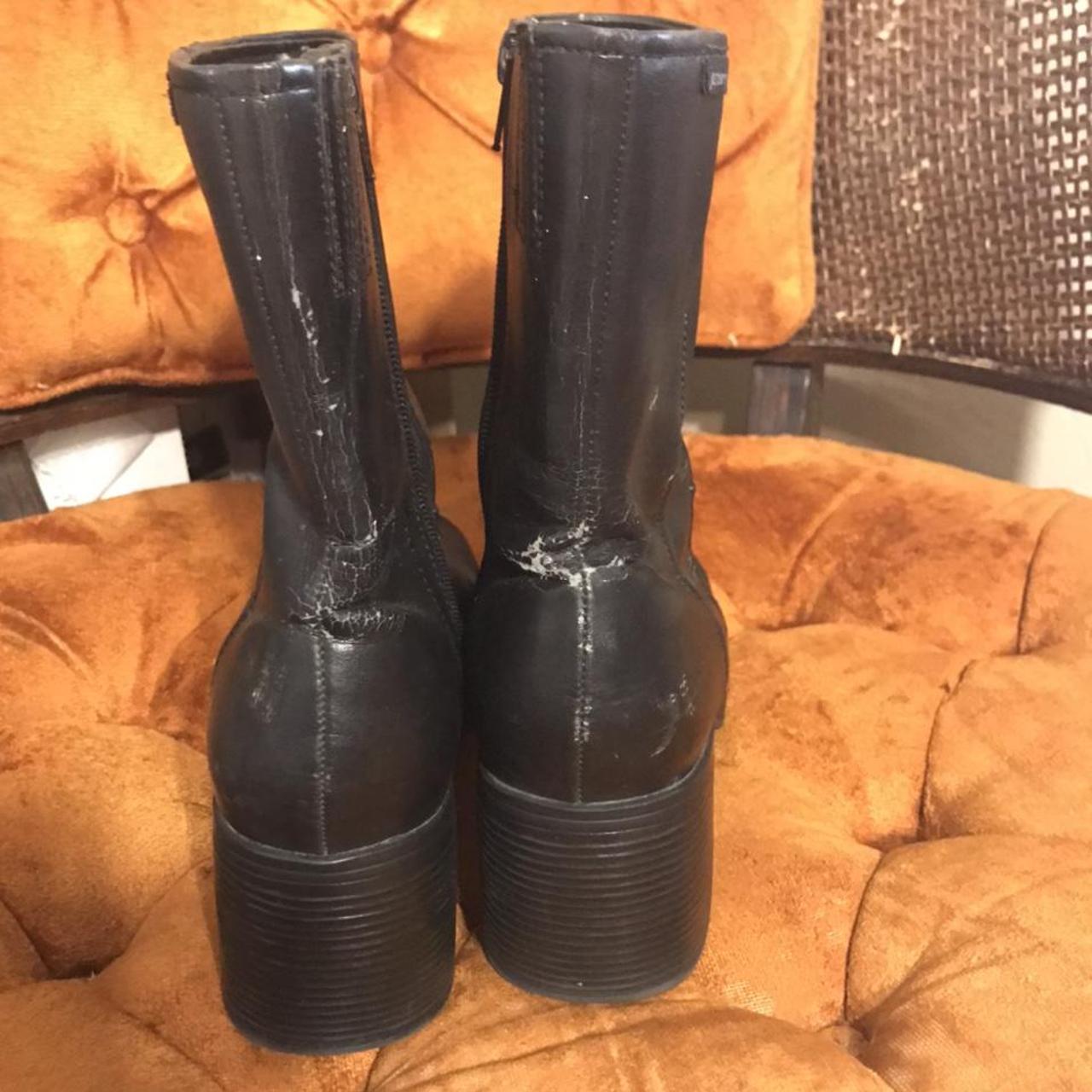 Black clunky boots. They are worn and have a couple... - Depop