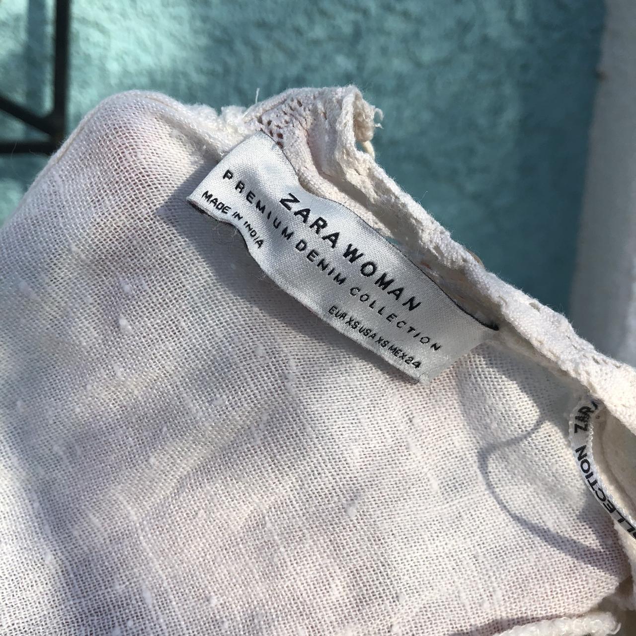 Zara embroidered cream ruffle blouse! So cute and... - Depop