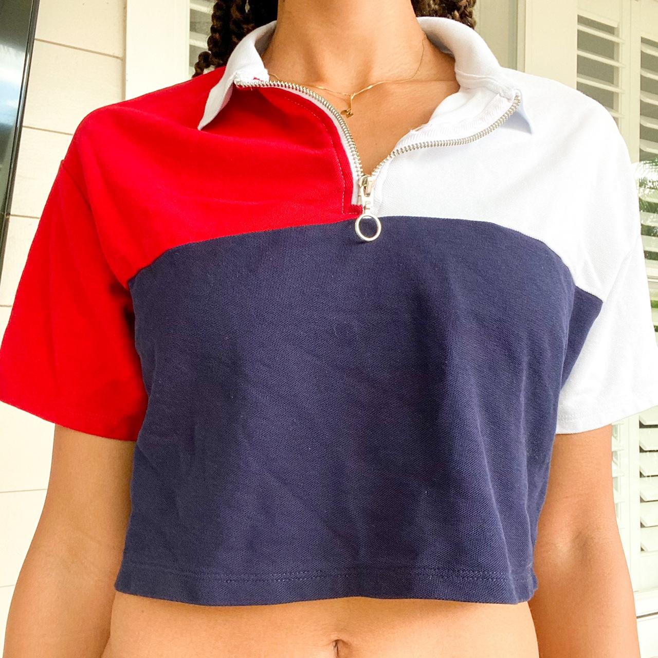 🚨 Tri-Color Zip Front Crop Top🚨 This barely worn... - Depop