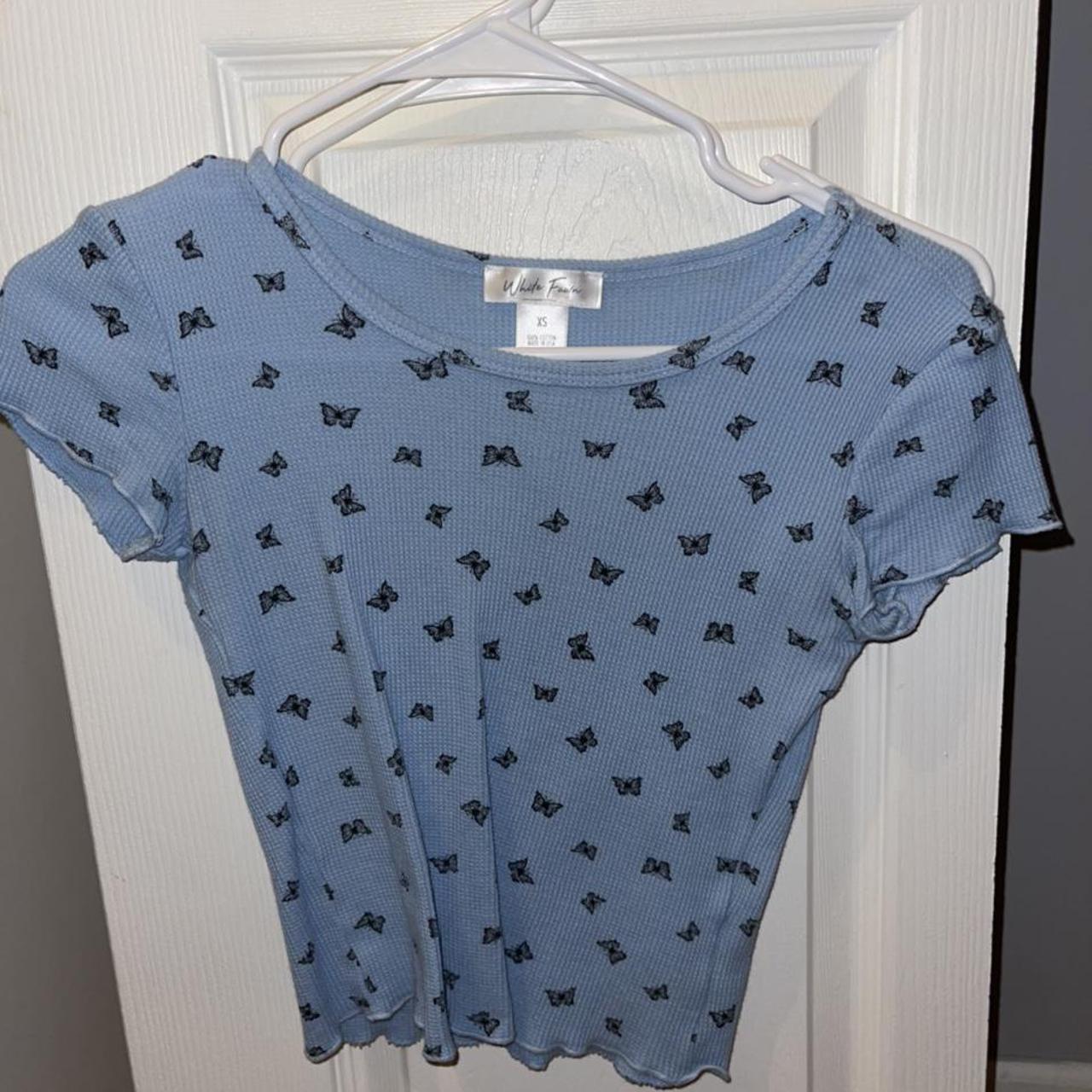 blue butterfly top super cute just have nothing to... - Depop