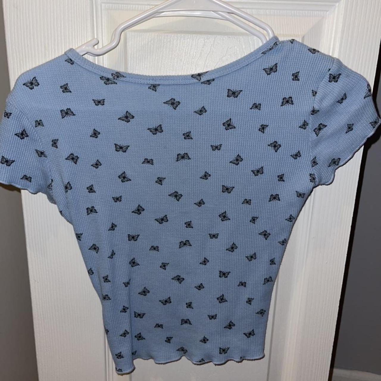 blue butterfly top super cute just have nothing to... - Depop