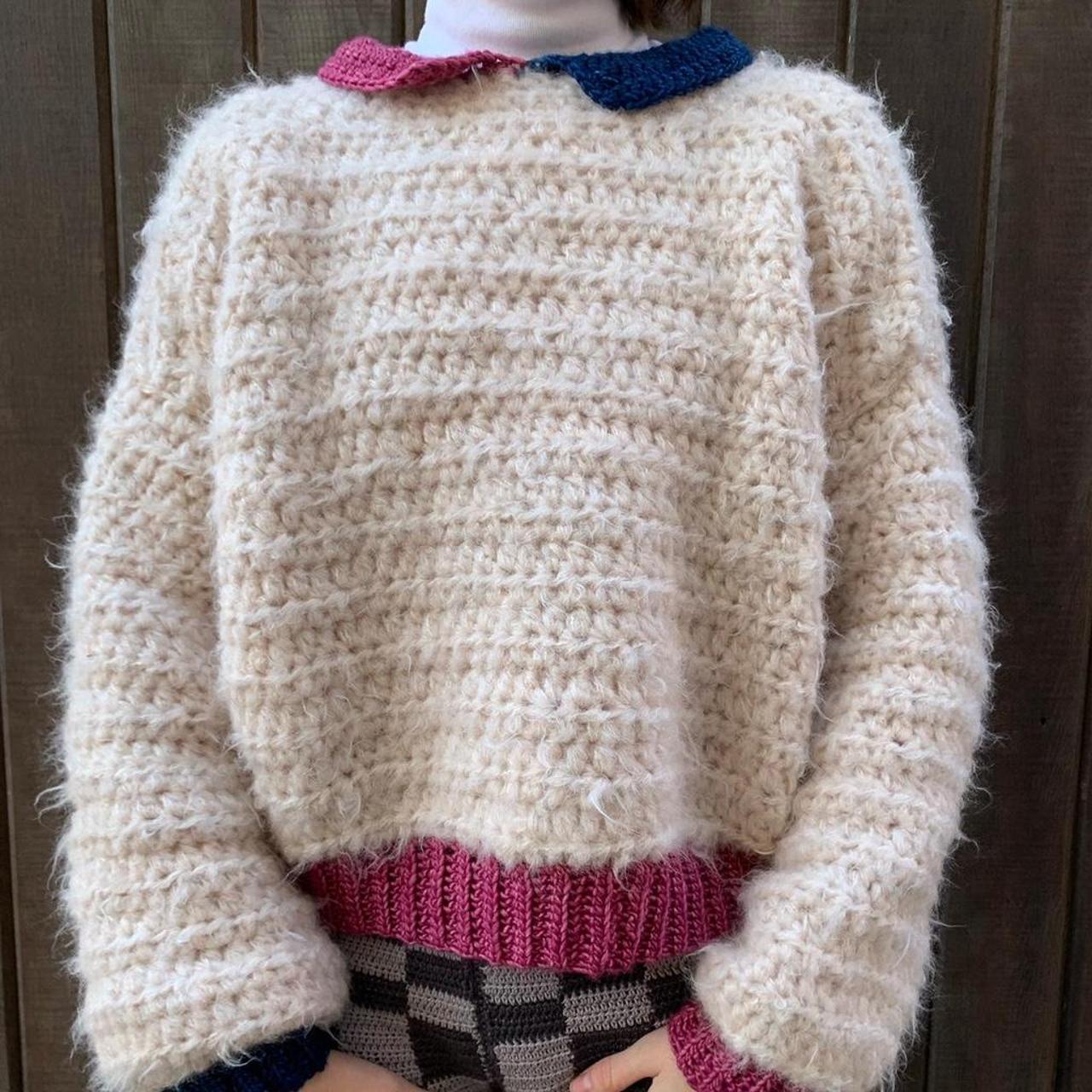 the cloud nine sweater hand crocheted with a mohair... - Depop
