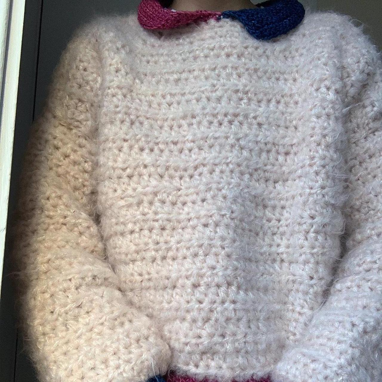 the cloud nine sweater hand crocheted with a mohair... - Depop