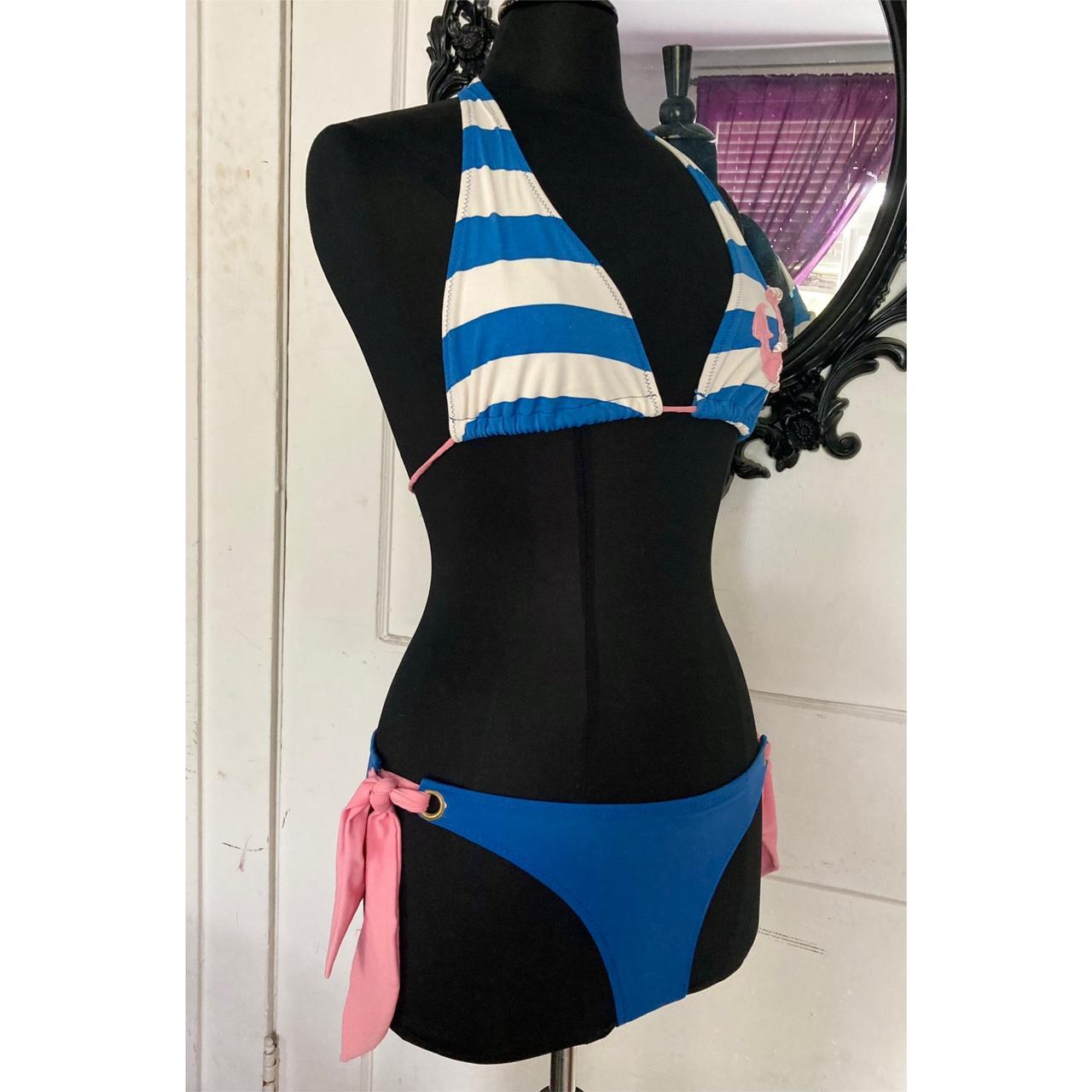 Triangle Top Tie Side Bikini Swimsuit Sailor Stripes Depop
