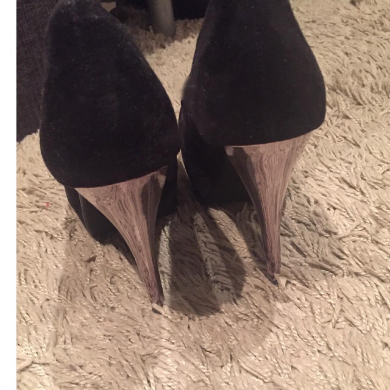 Faith faux suede black platform heels in size 5 -... - Depop