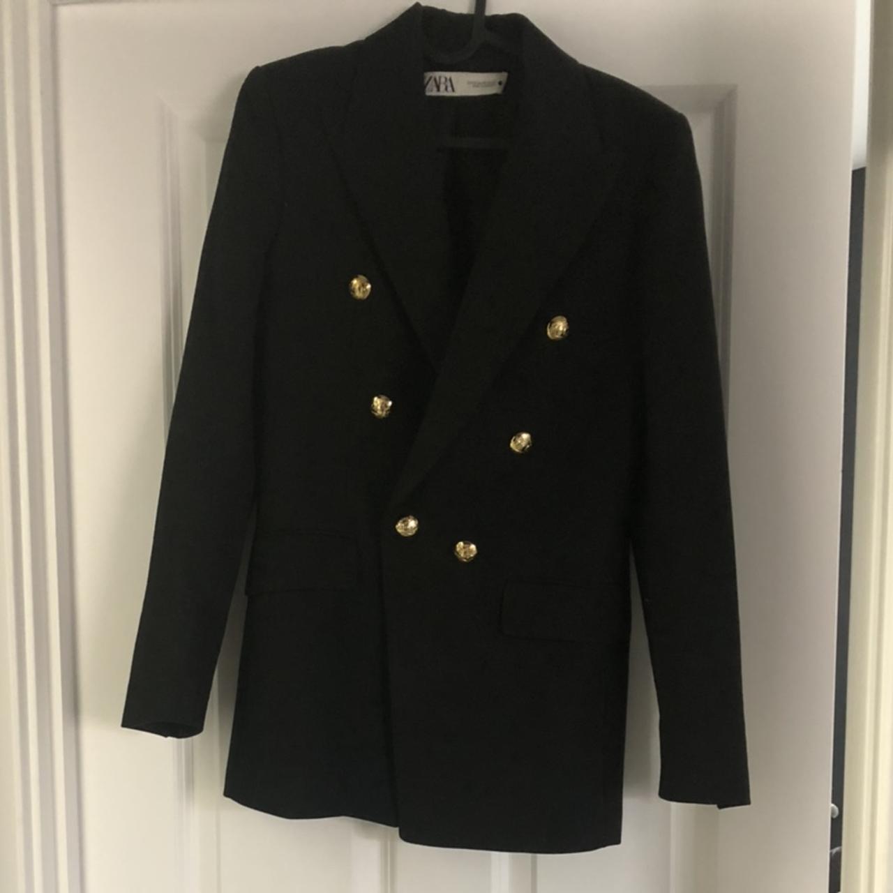 Zara black balmain style blazer, size XS. Will fit... - Depop