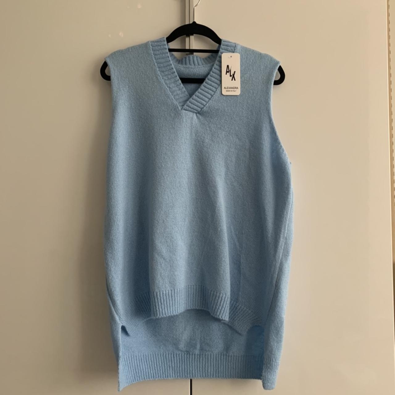Pale Blue Knitted Vest. Great layering piece for... - Depop