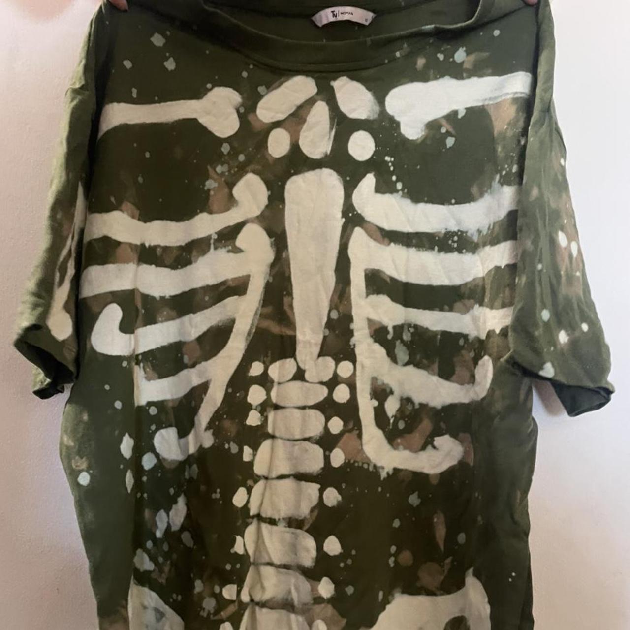 Bleach tie dye skeleton tshirt handmade by me, if... - Depop