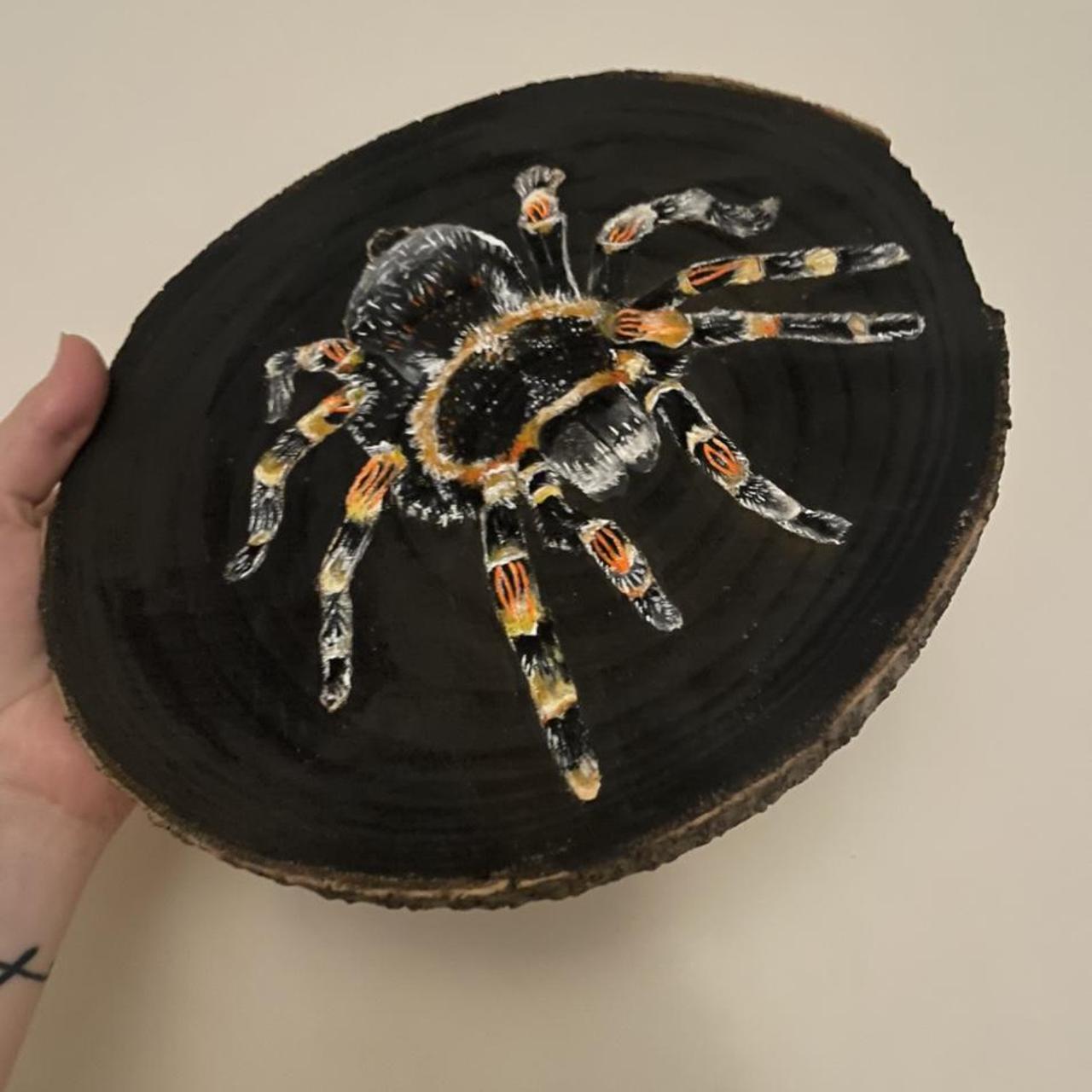 Tarantula wooden circle painting hand painted by me🥰... - Depop