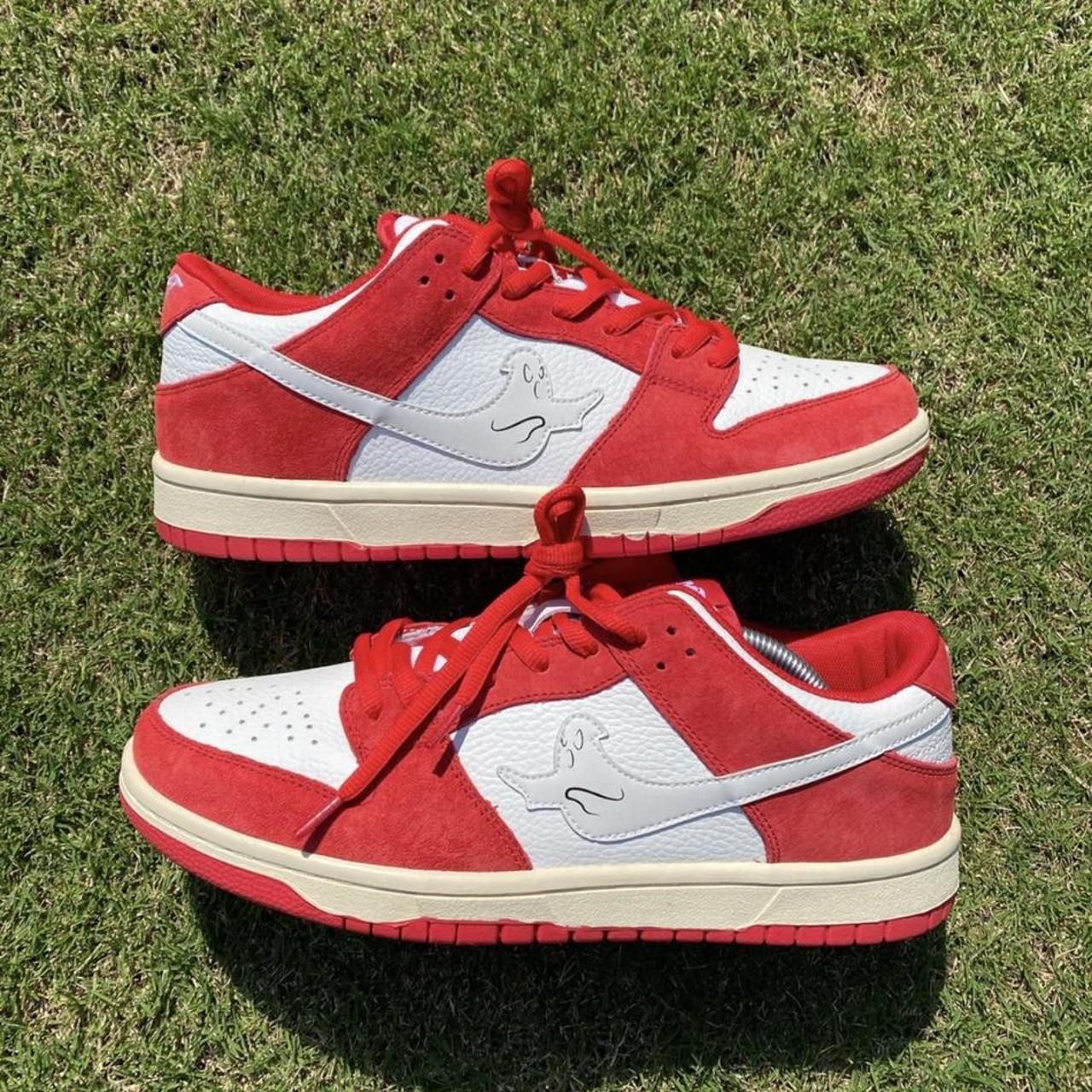 Cherry Red Ghost Custom Dunks Brand new never worn... - Depop