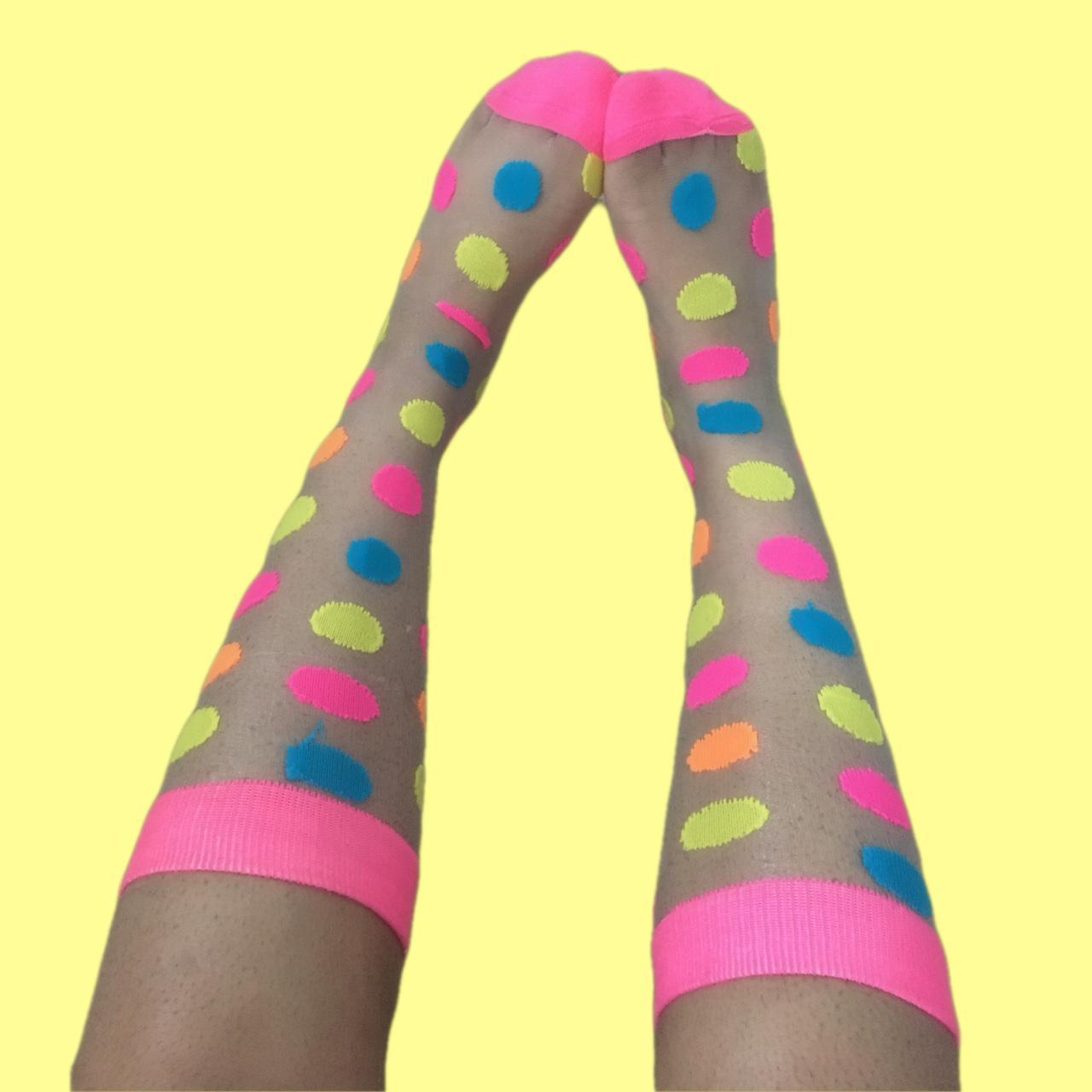Rainbow polka dot socks Great for decora !! These... - Depop