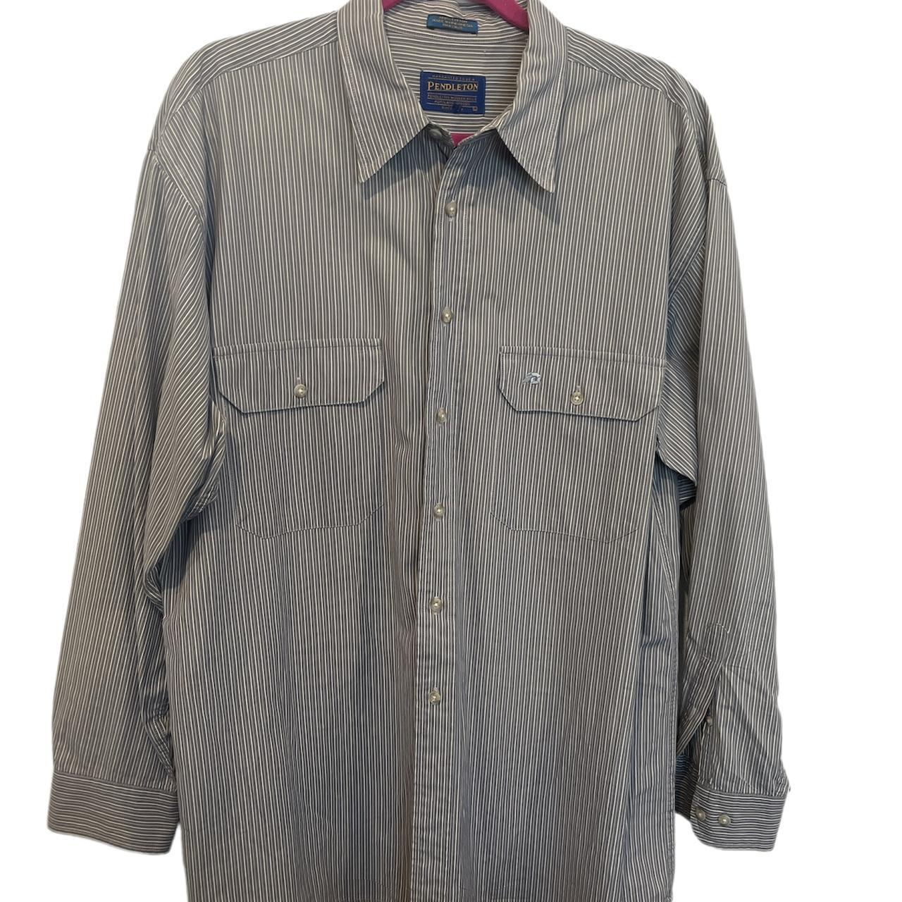 Pendleton Men’s Blue & White Striped Flannel Long... - Depop