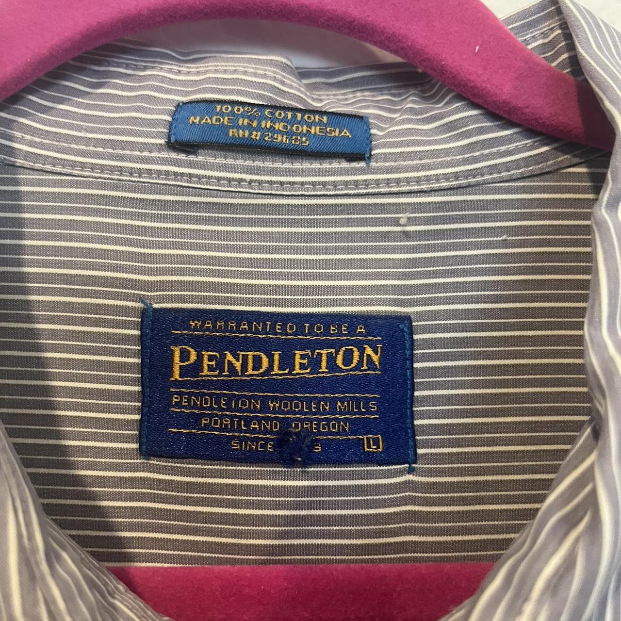 Pendleton Men’s Blue & White Striped Flannel Long... - Depop