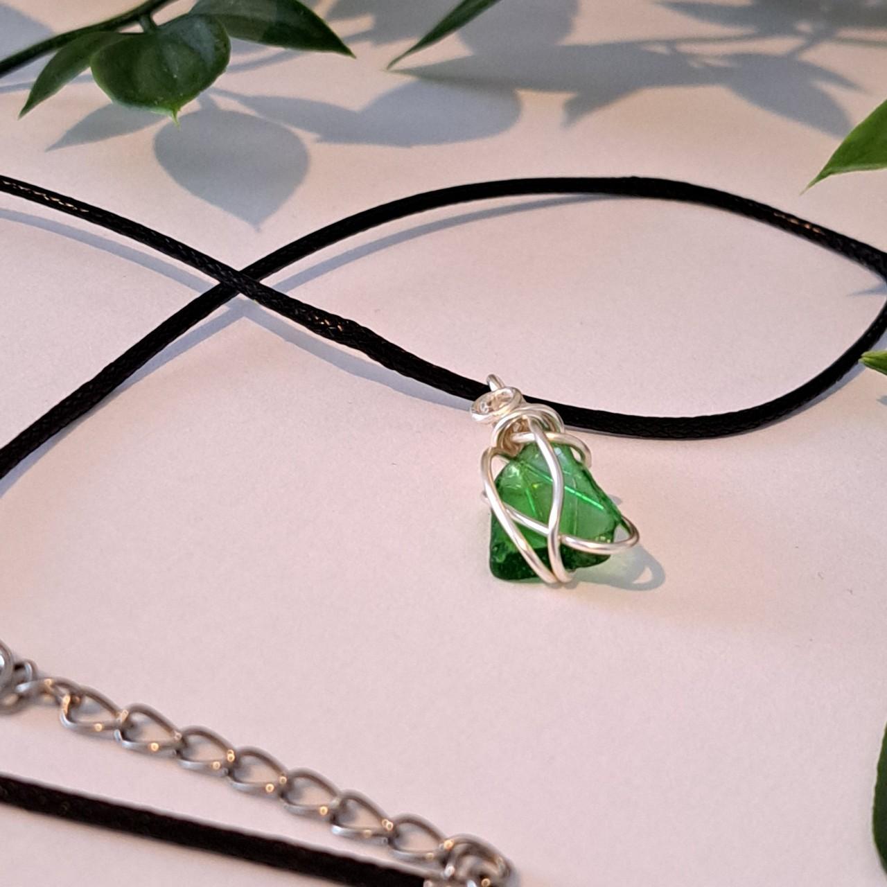 Handmade Wire Wrapped Sea Glass Pendant Attched To A Depop