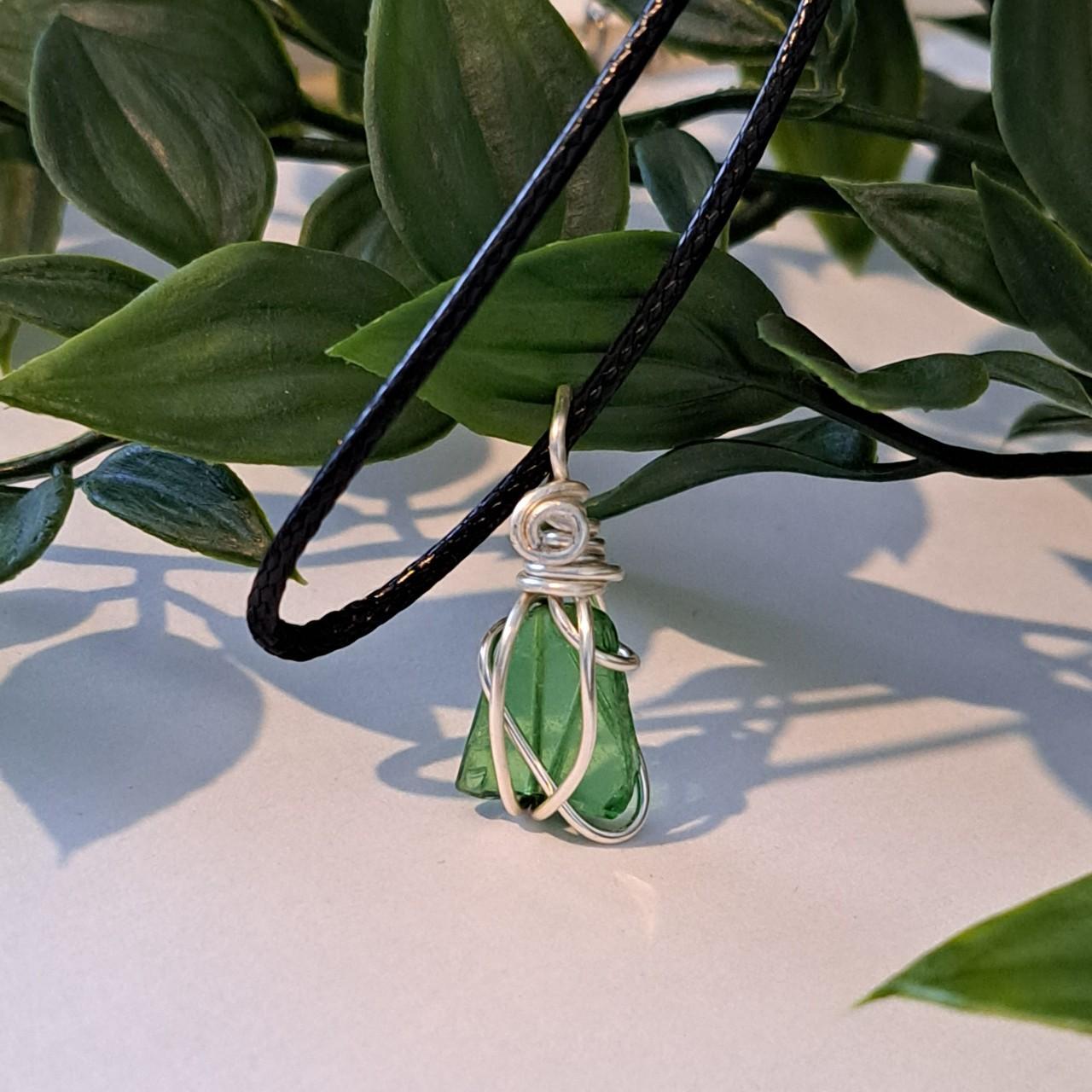 Handmade Wire Wrapped Sea Glass Pendant Attched To A Depop