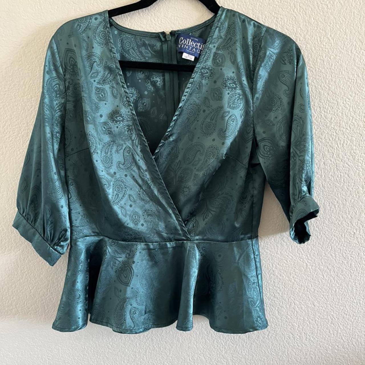 Collectif Peplum Blouse Parsley Print Tag Is Loose Depop
