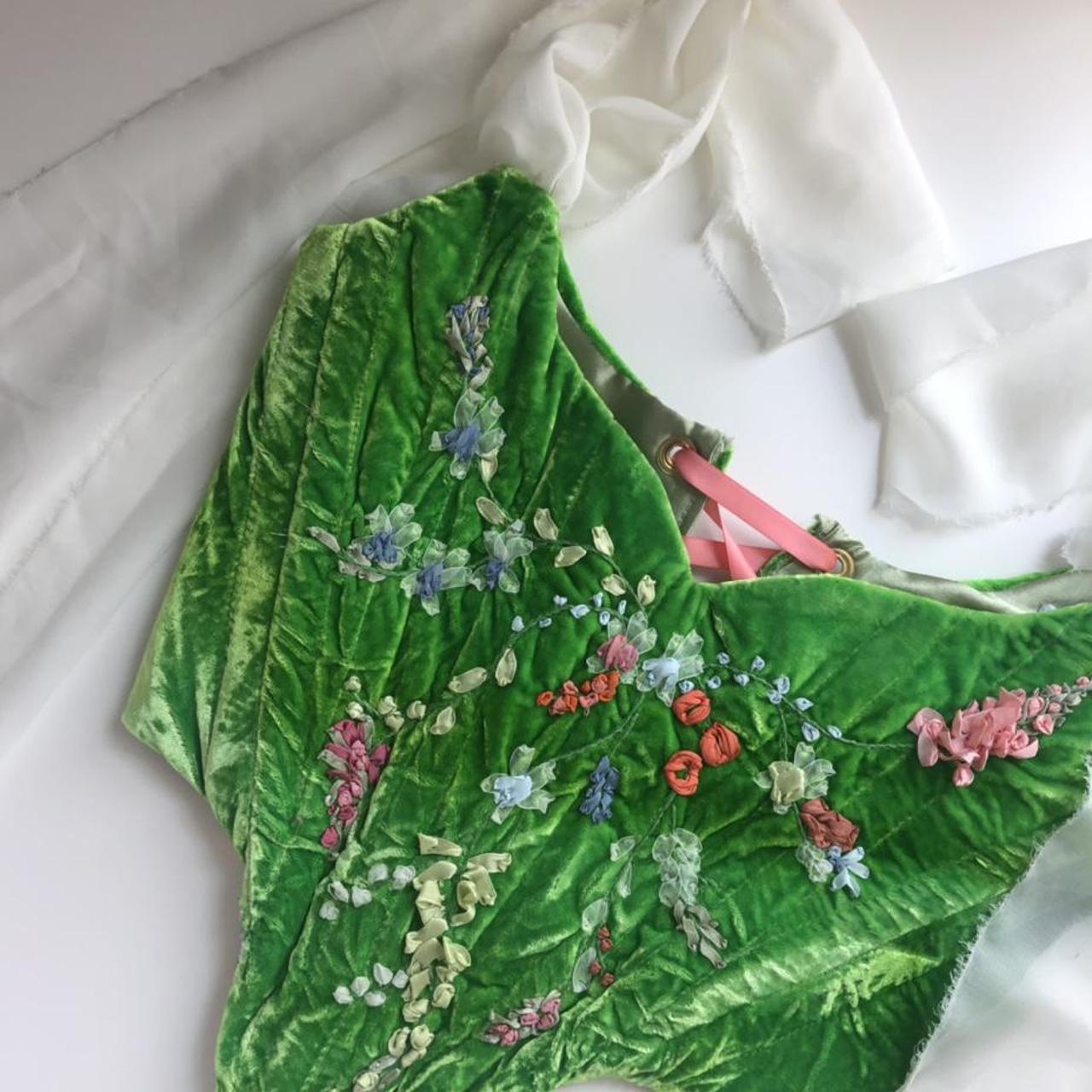 Silk velvet embroidery corset Made to order from... - Depop
