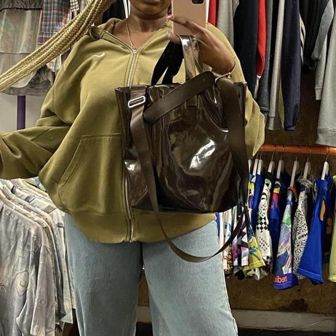 WEEKDAY PVC chocolate brown medium tote bag Perfect... - Depop