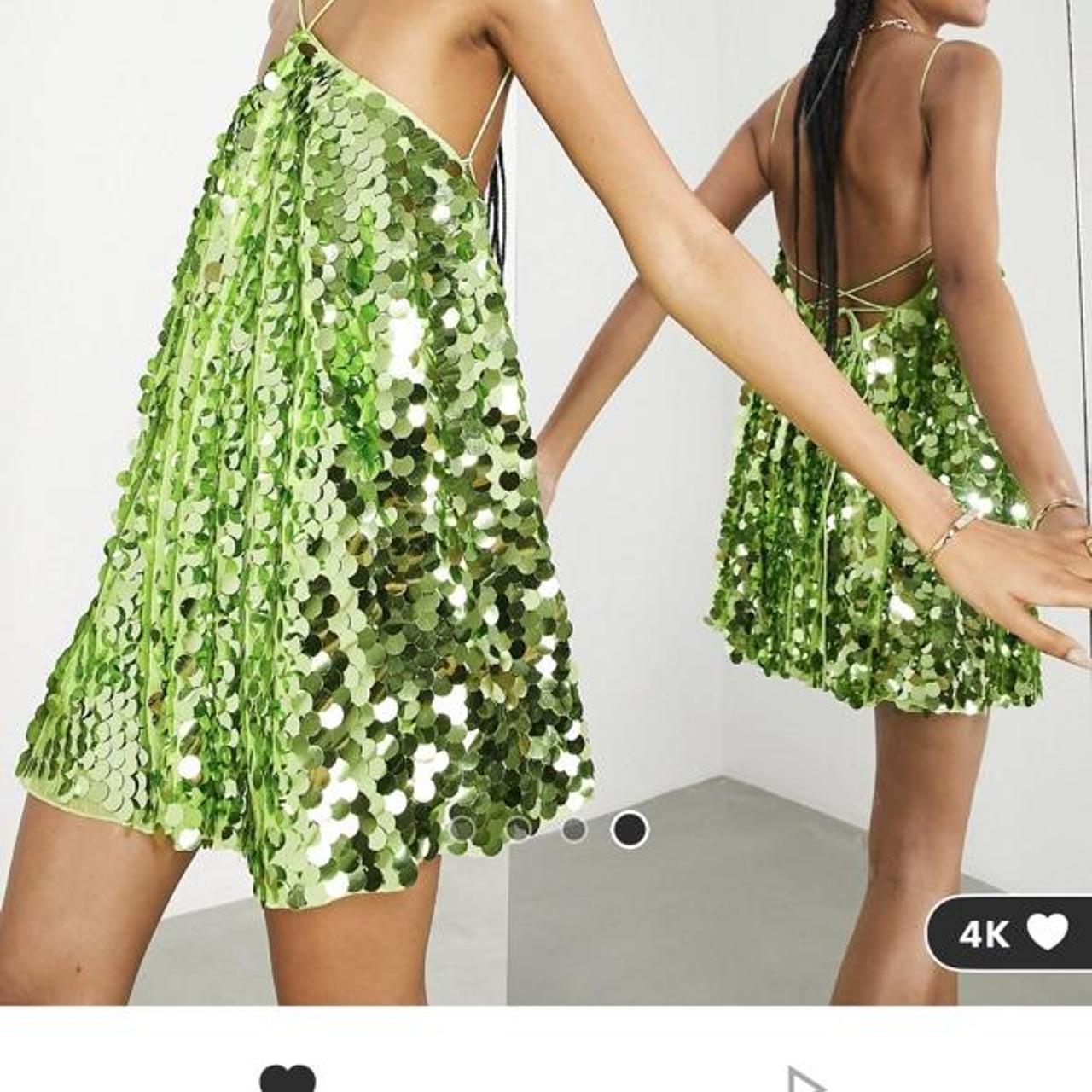 Asos edition backless sequin apple green mini dress... - Depop