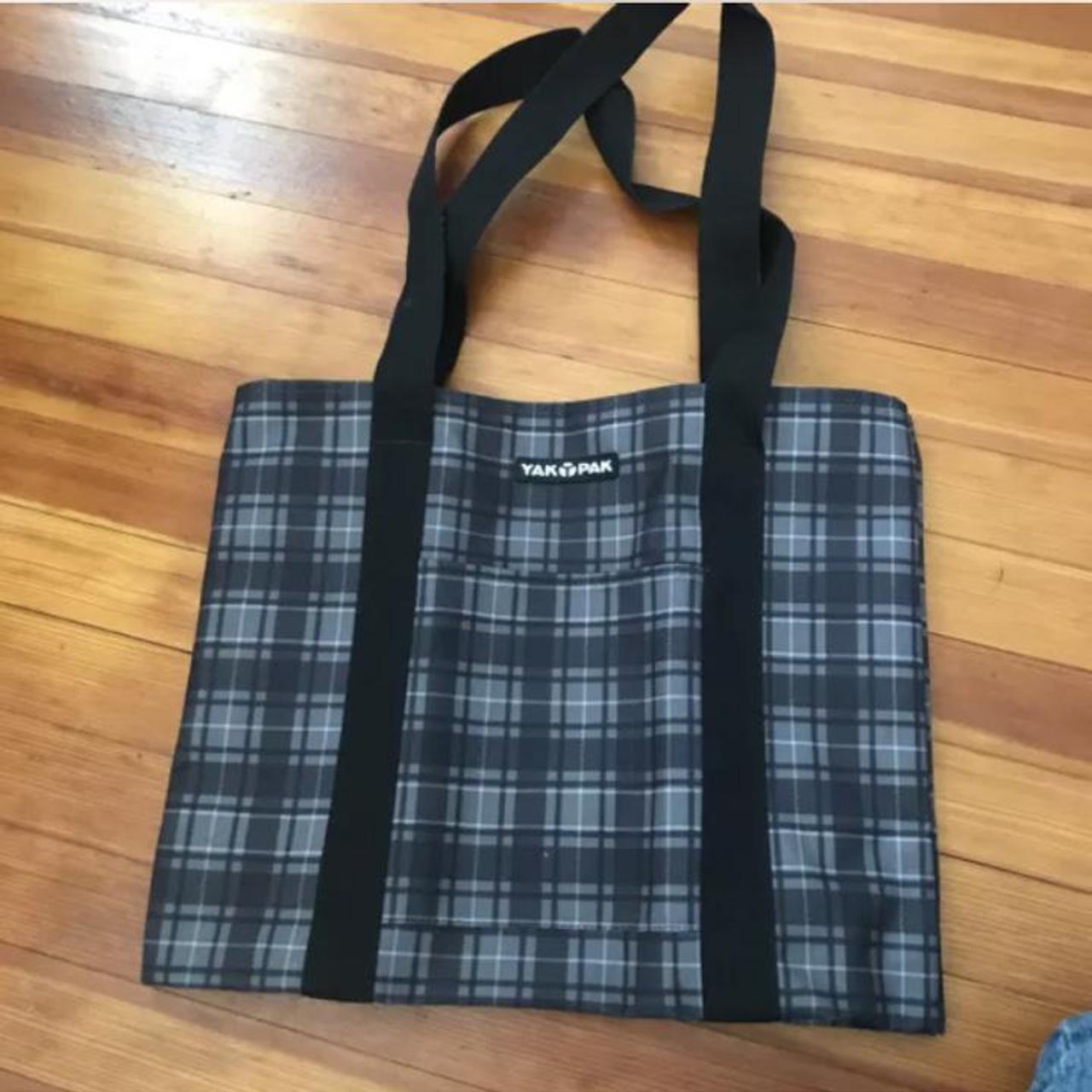 Yak Pak Tote Bag Black Grey Plaid sturdy waxed... - Depop