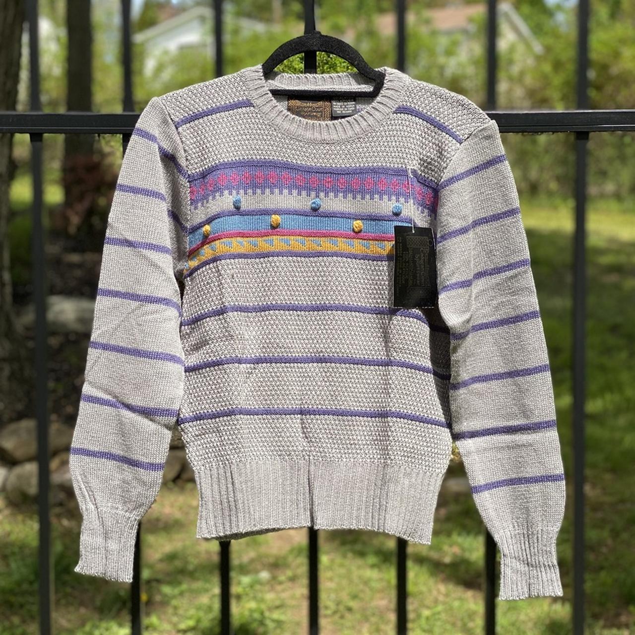 Vintage 70s acrylic sweater! Bright colors galore... - Depop