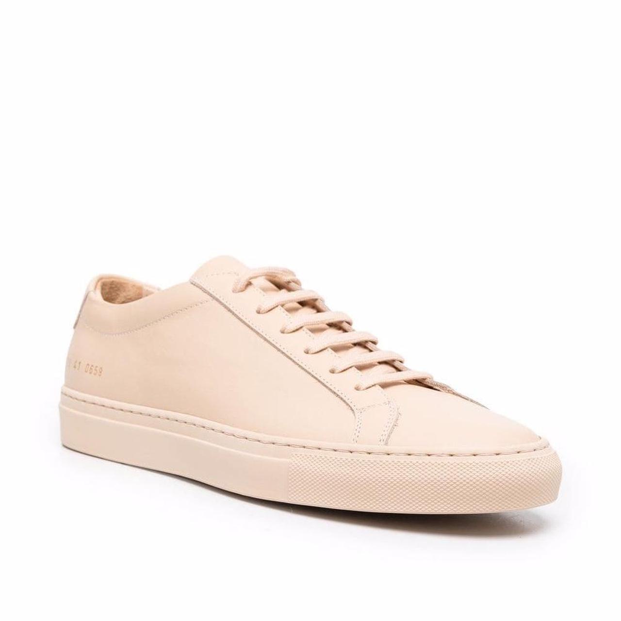 Common Projects Women's Tan and Pink Trainers | Depop