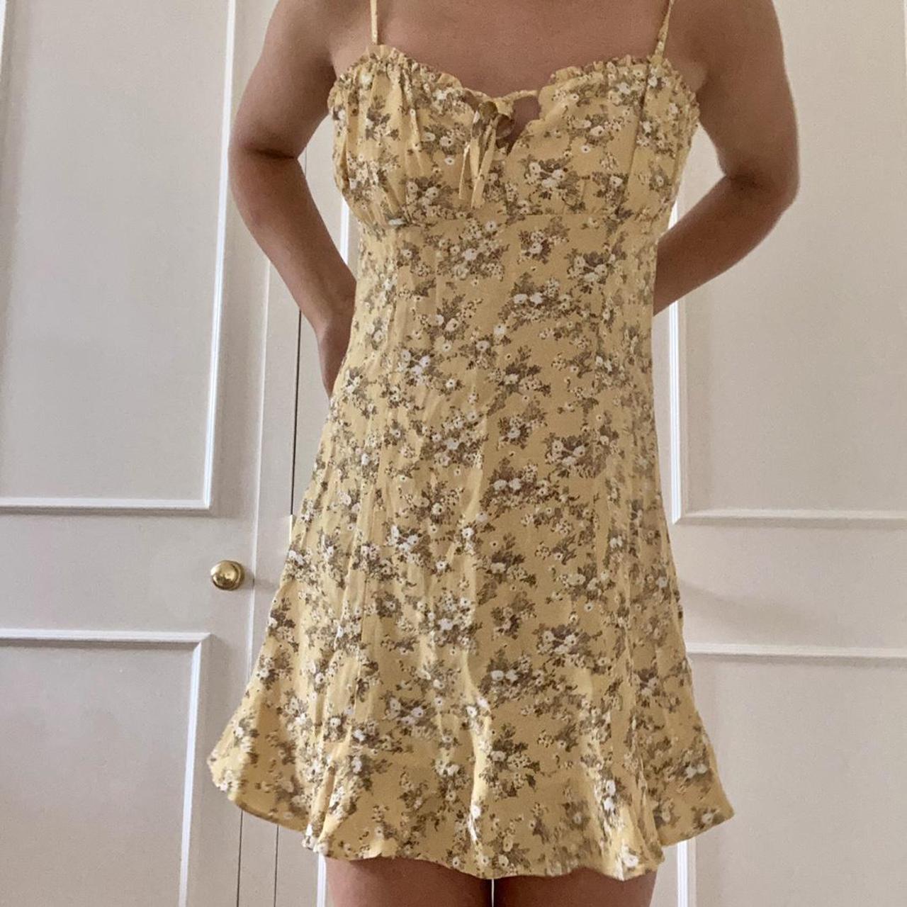 Urban Outfitters Women's Cream and Yellow Dress | Depop